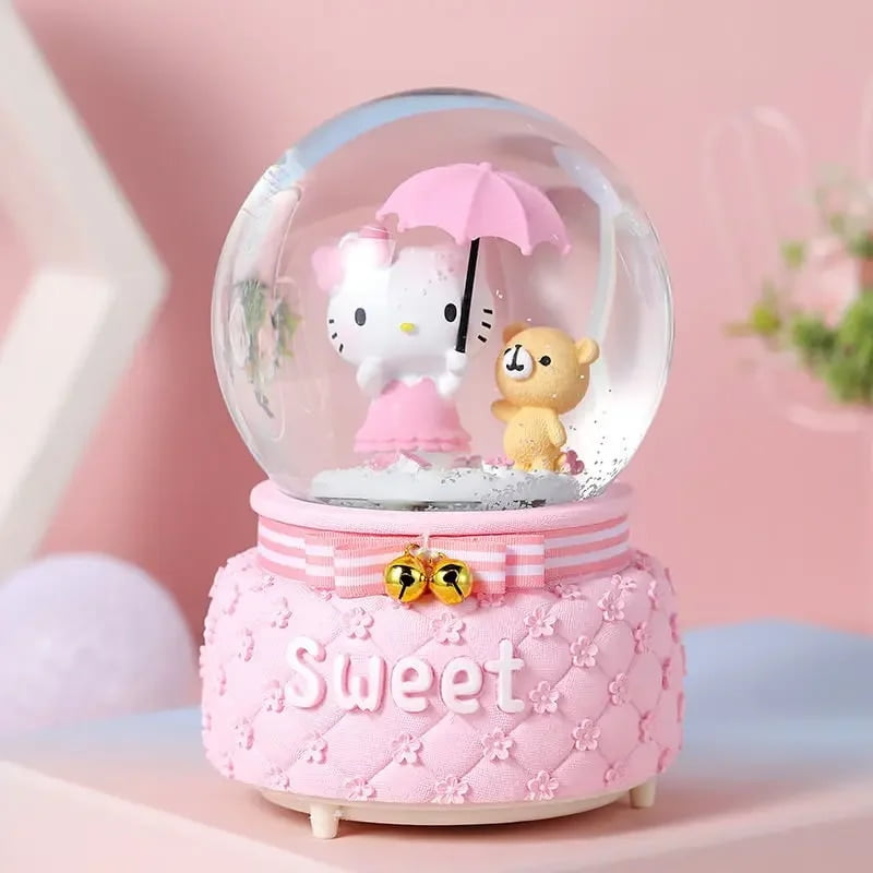 Kawai Sanrio Cute Hello Kitty KT Cat Snowflake Music Box Music Box ...