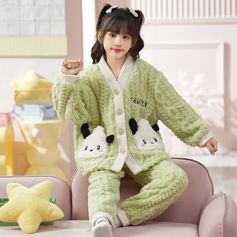 Kawaii 2Pcs Anime Kuromi Cinnamoroll Parent-Child Plush Pajama Flannel ...