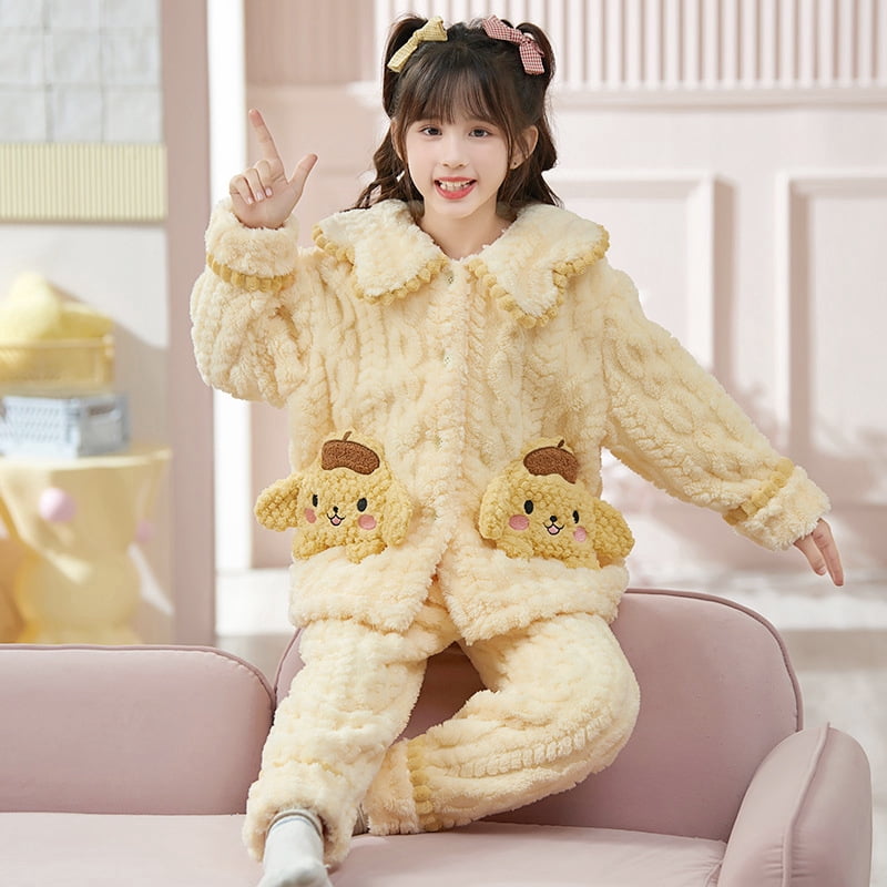 Kawaii 2Pcs Anime Kuromi Cinnamoroll Parent-Child Plush Pajama Flannel ...