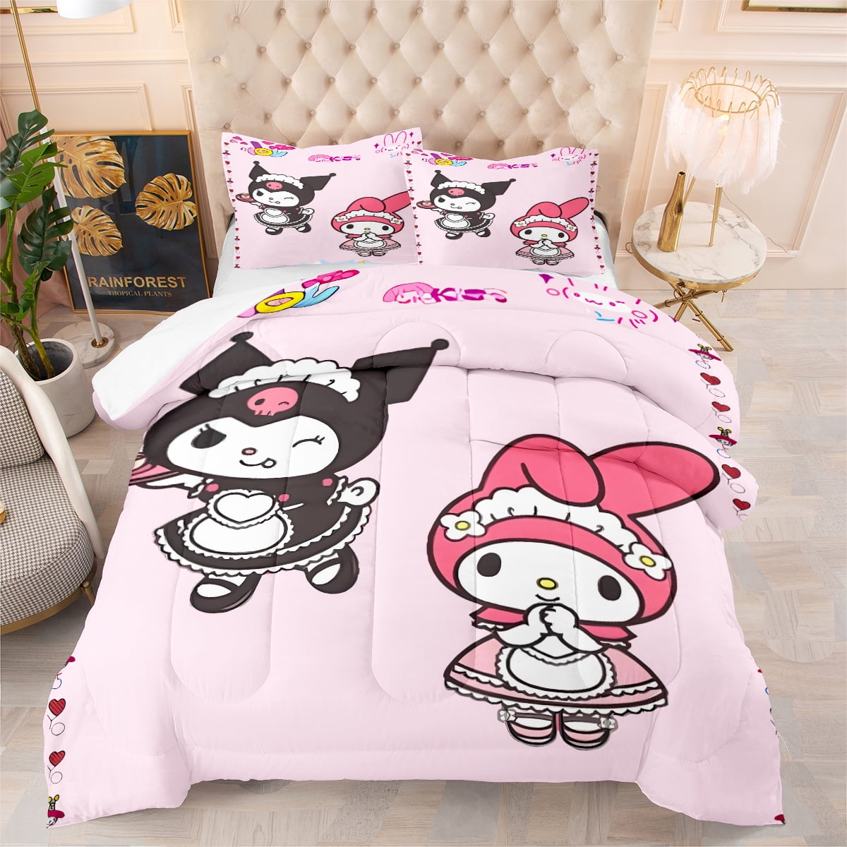 Kawaii 3 Piece Cartoon Good Friends Comforter Set with 2 Pillowcases ...