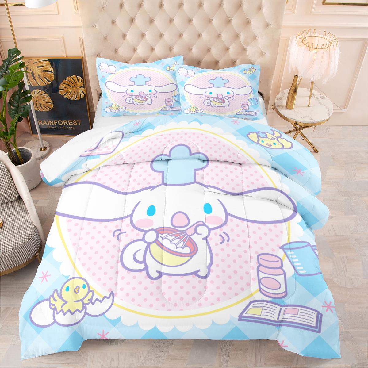 Kawaii 3 Piece Twin Kids Bed Set, Comforter, 2 Pillowcase, 100% ...