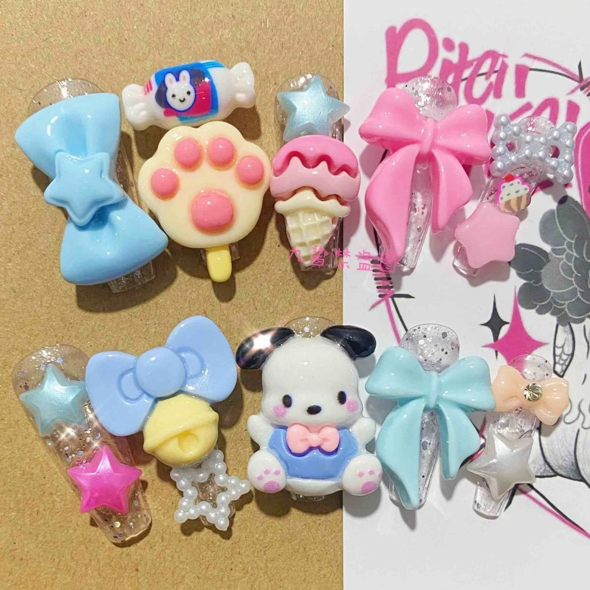 Kawaii 41 Style Sanrios False Nails Y2k Hello Kitty Wearing Armor ...