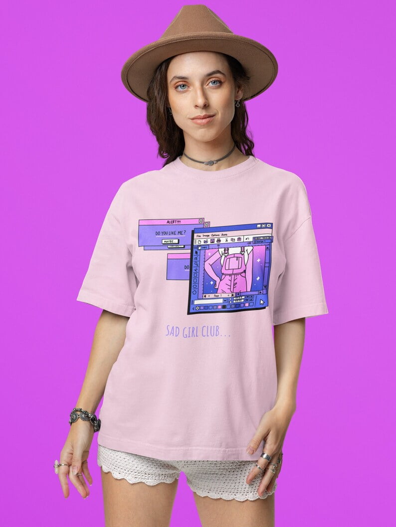 Kawaii Aesthetic Sad Girl T-Shirt | Pastel Goth, Vaporwave Clothing ...