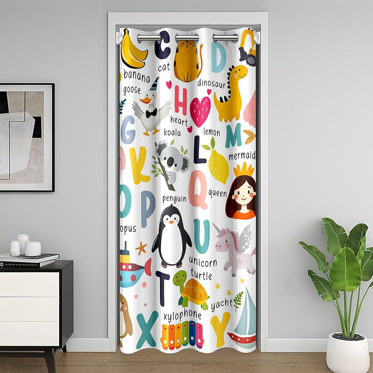 Kawaii Alphabet Door Curtain For Doorway Privacy 34"W x 80"L, Cartoon ...