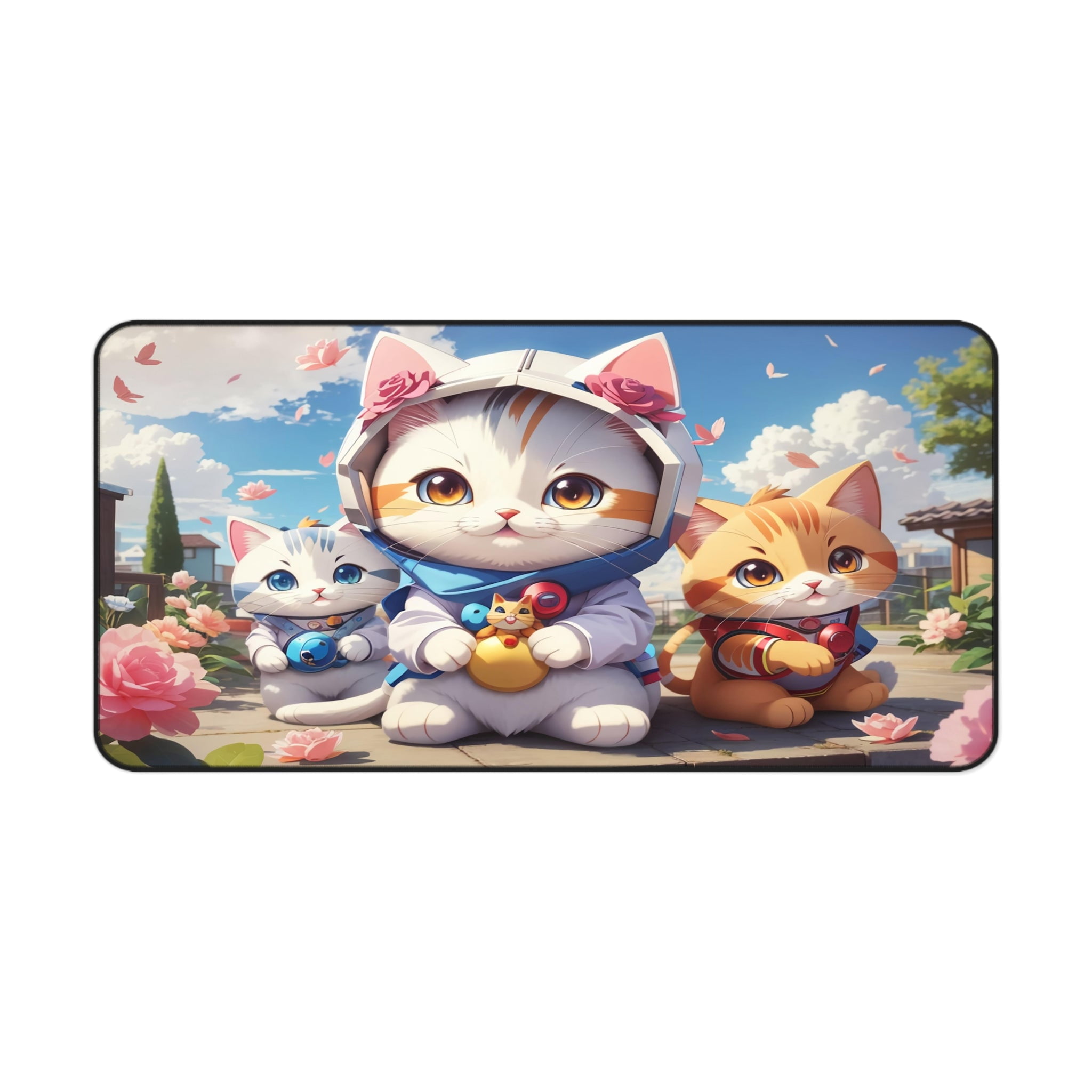 Kawaii Anime Gamer Cat Desk Mat Mouse Pad - Cats and Their Toys ...