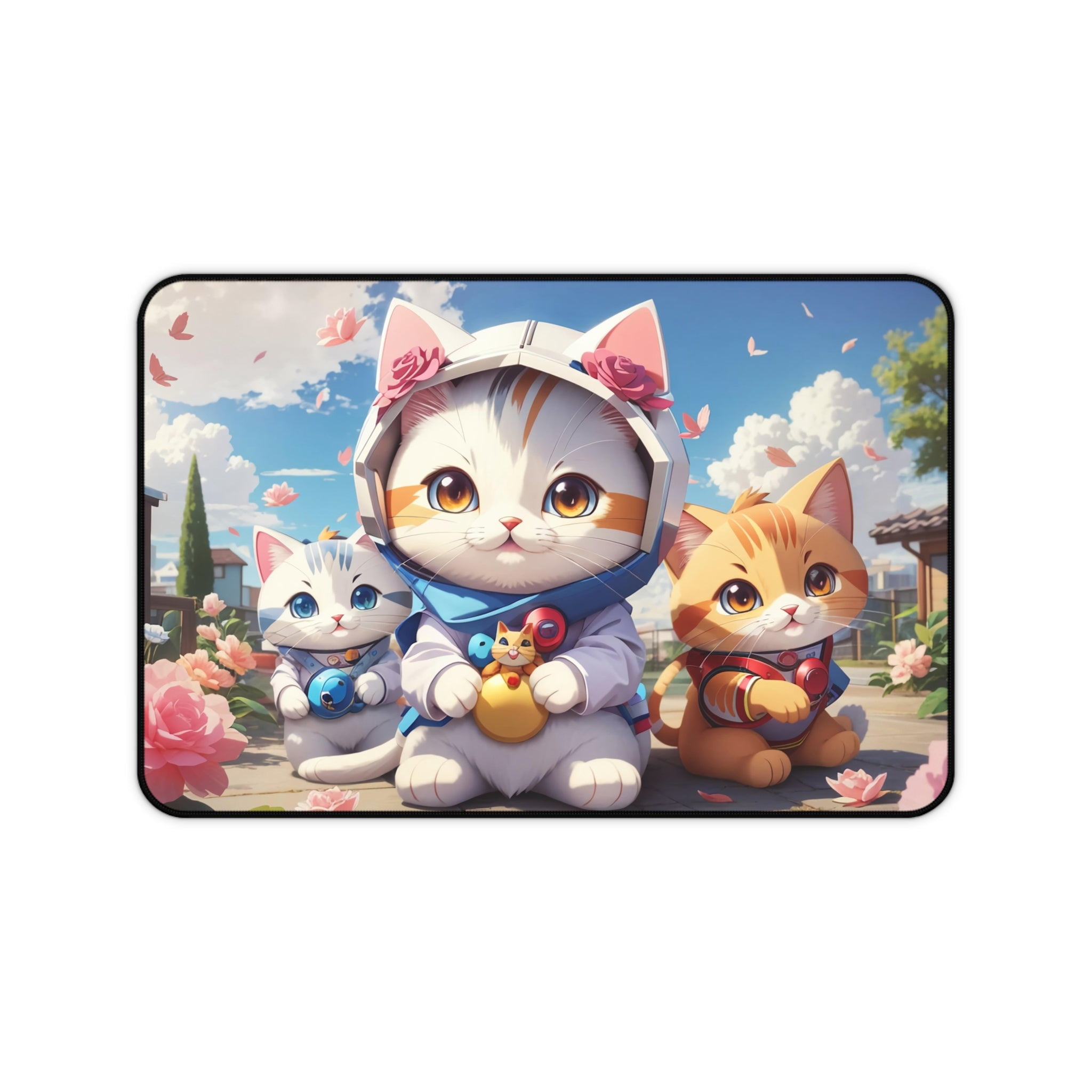 Kawaii Anime Gamer Cat Desk Mat Mouse Pad - Cats and Their Toys ...