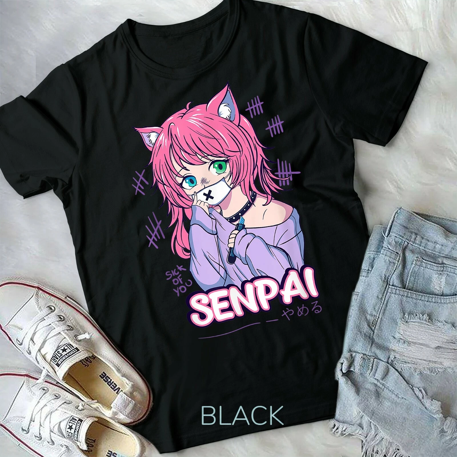 Kawaii Anime Neko Girl Shirt, Pastel goth, Menhera, and Sick Themed ...