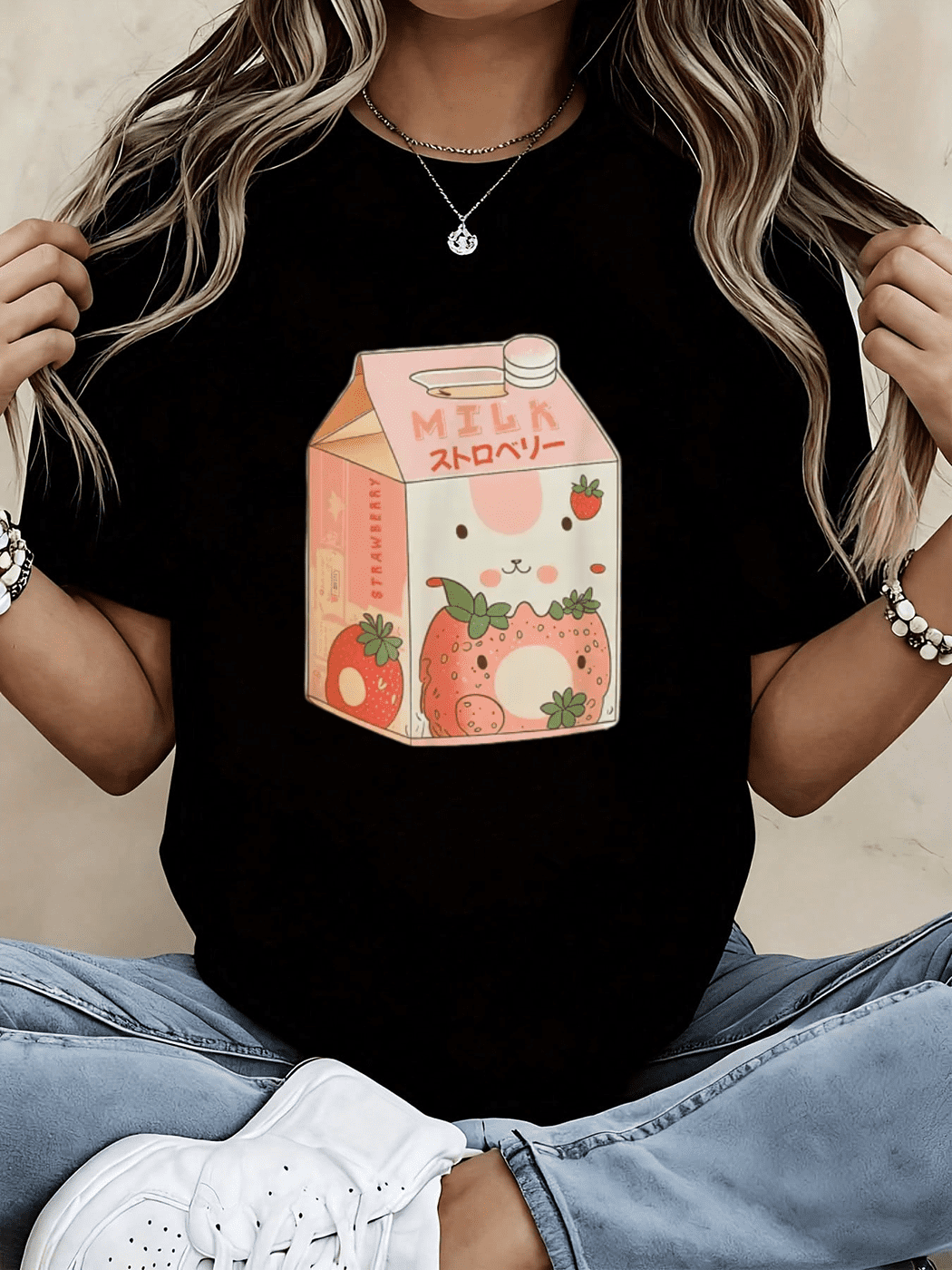 Kawaii Anime Strawberry Milkshake Japanese Aesthetic up to Size 5XL ...