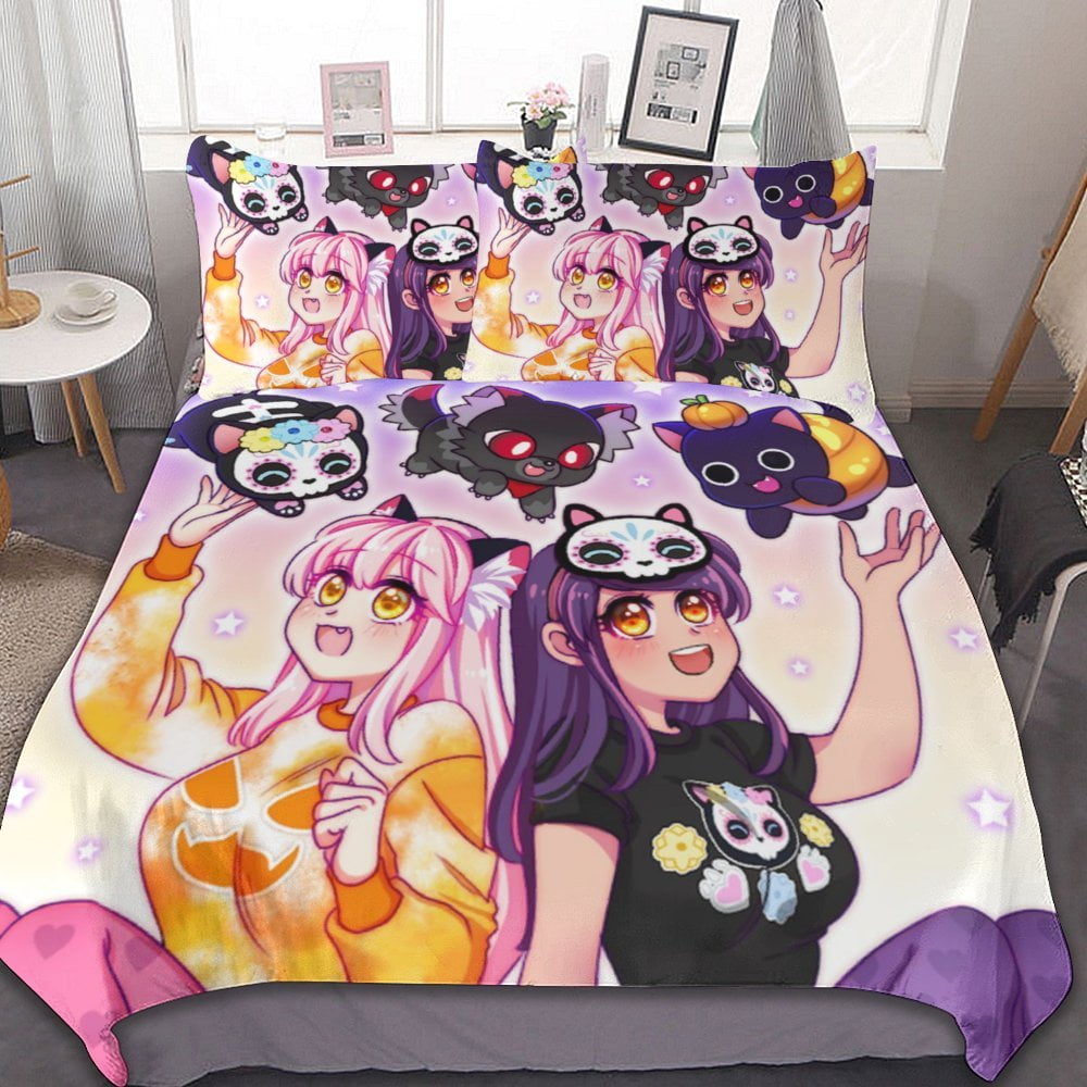 Kawaii Aphmau Duvet Cover Set 3d Printed Bedding Set Ultra Soft And