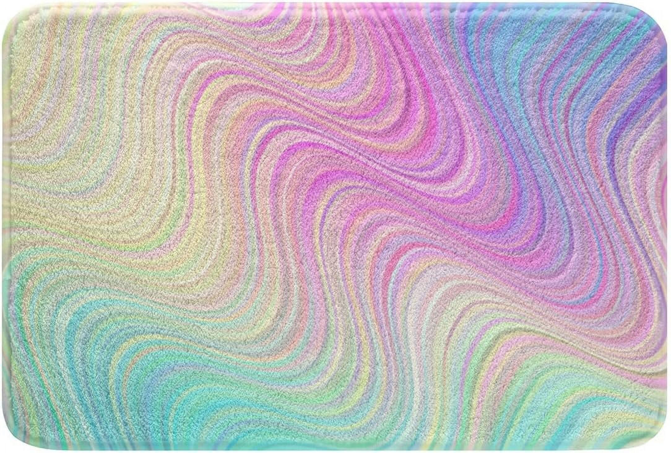 Kawaii Area Rug Pastel Pink Cute Bath Rugs For Girls Psychedelic ...