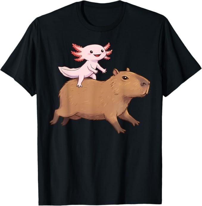 Kawaii Axolotl And Capybara Lover Girls T-Shirt - Walmart.com