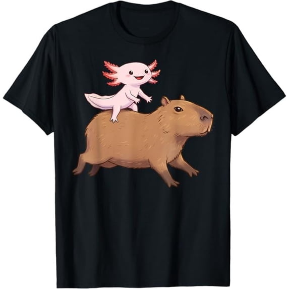 Kawaii Axolotl And Capybara Lover Girls T-Shirt - Walmart.com