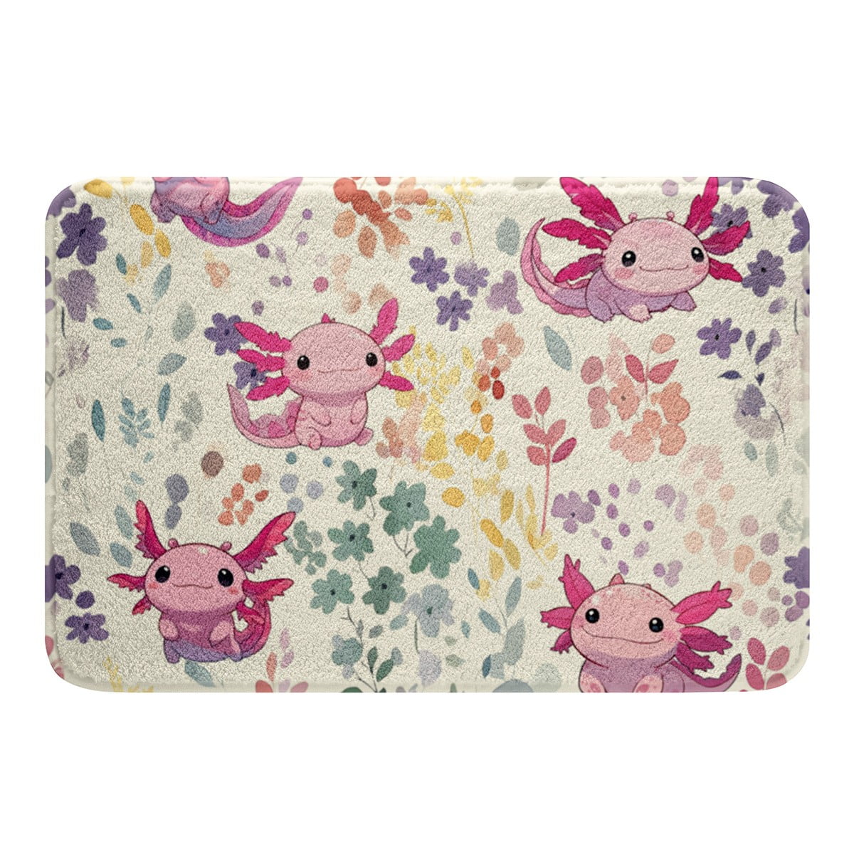 Kawaii Axolotl Bath Mat,Cartoon Axolotl Reptile Bathroom Rug Set for ...