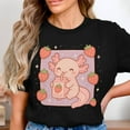Kawaii Axolotl Strawberry Milk Cute Pastel Animal Art Graphic Tee Top ...