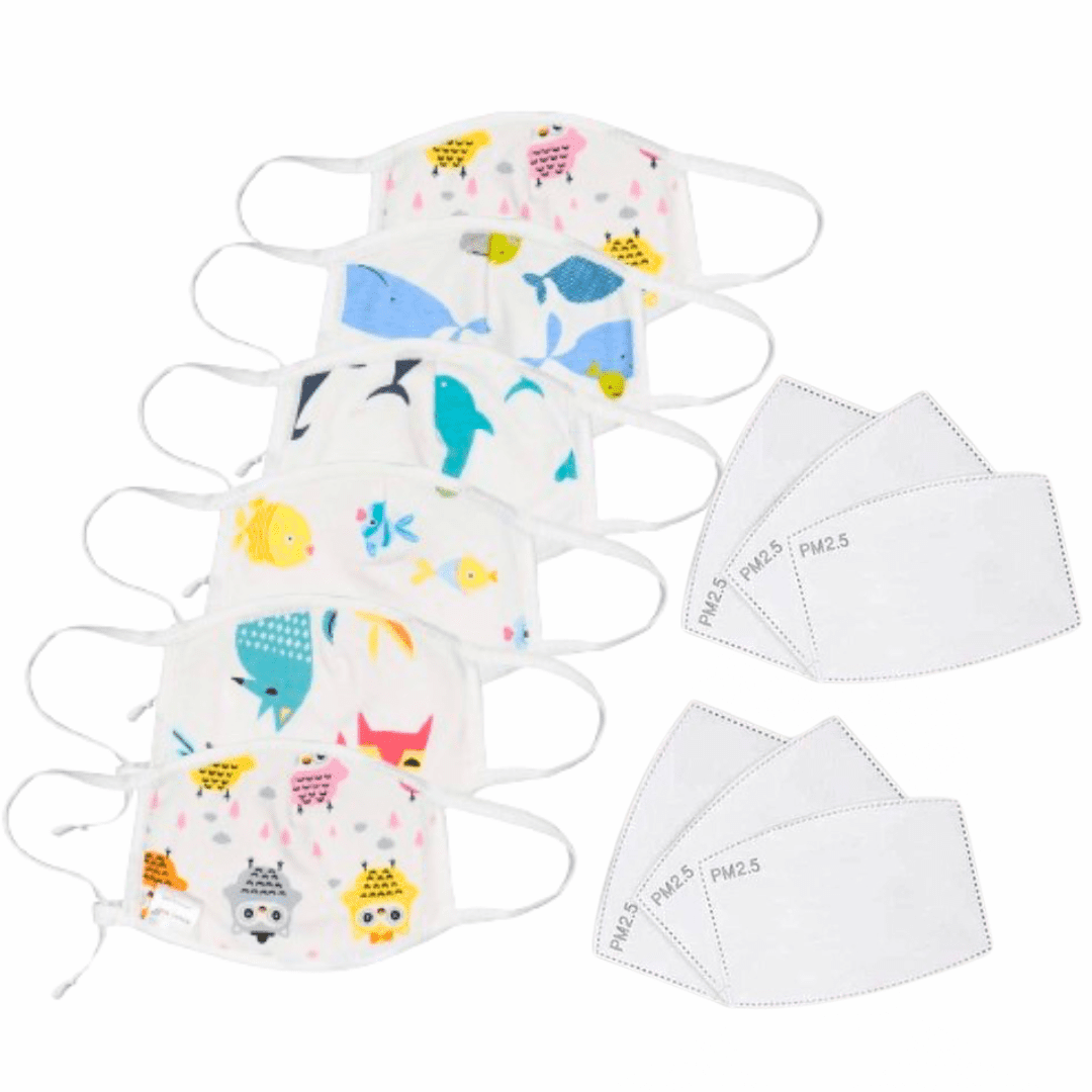 Kawaii Baby Waterproof Cloth Mask for Kids, 3-Layered 100% Cotton 2 ...