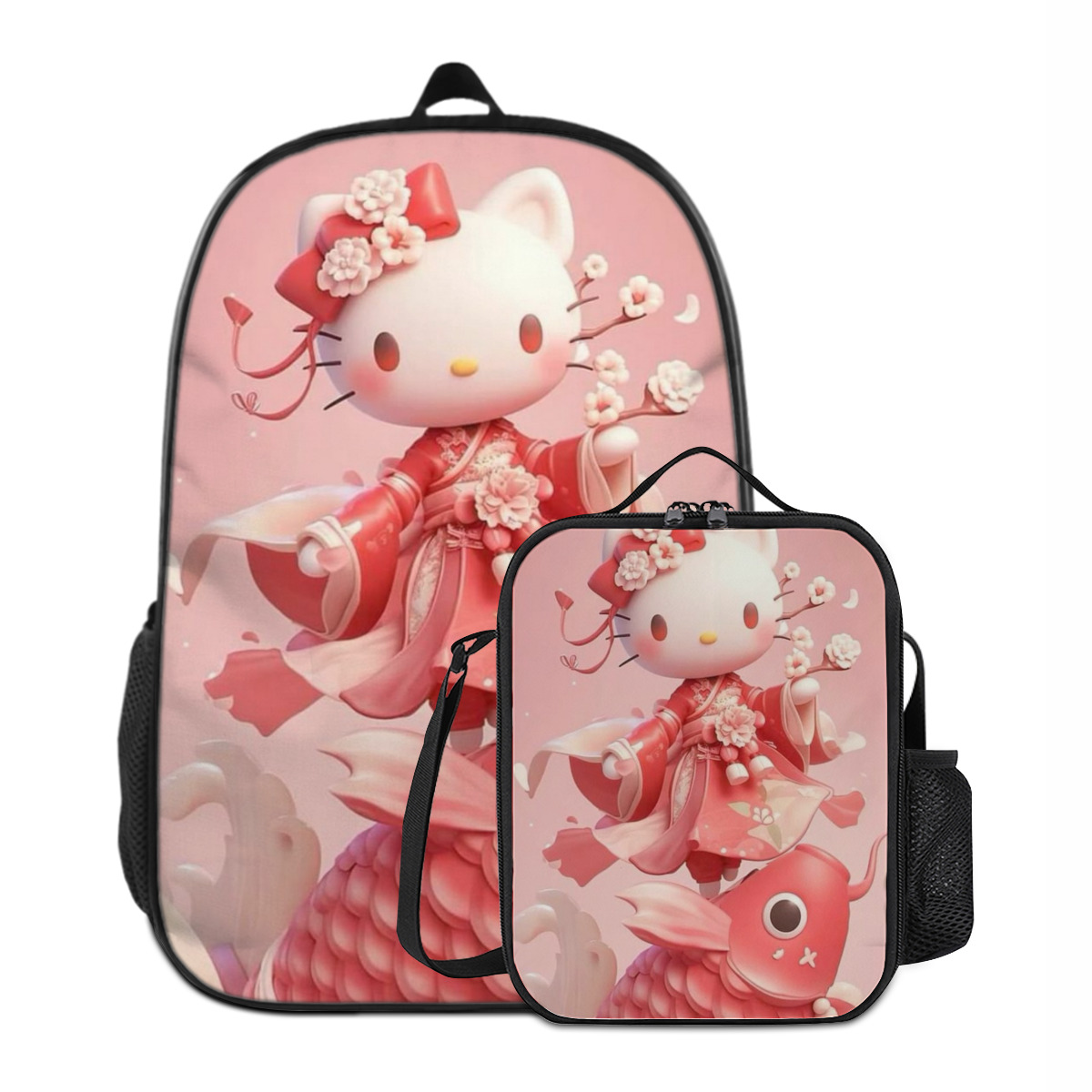 Kawaii Backpack Lunch Box Set School Bag Set cartoon backpack hand ...