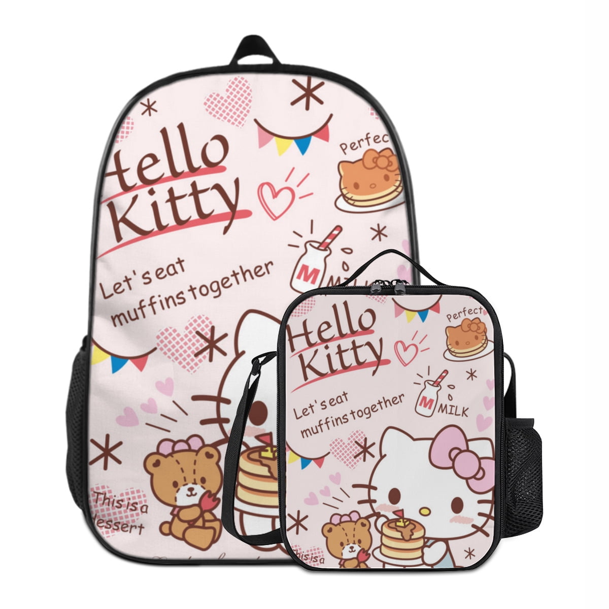 Kawaii Backpack Lunch Box Set School Bag Set cartoon backpack hand ...