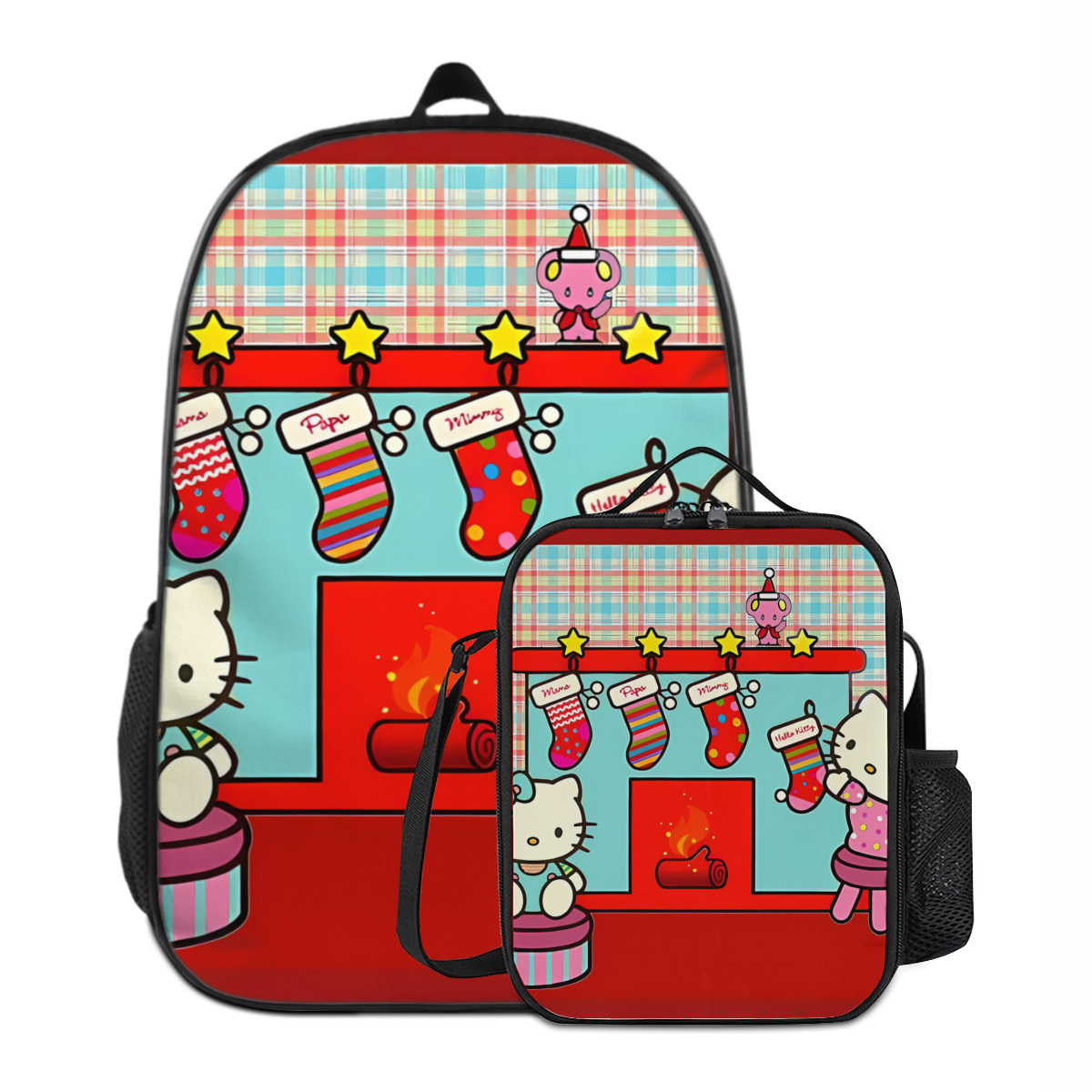 Kawaii Backpack Lunch Box Set School Bag Set cartoon backpack hand ...