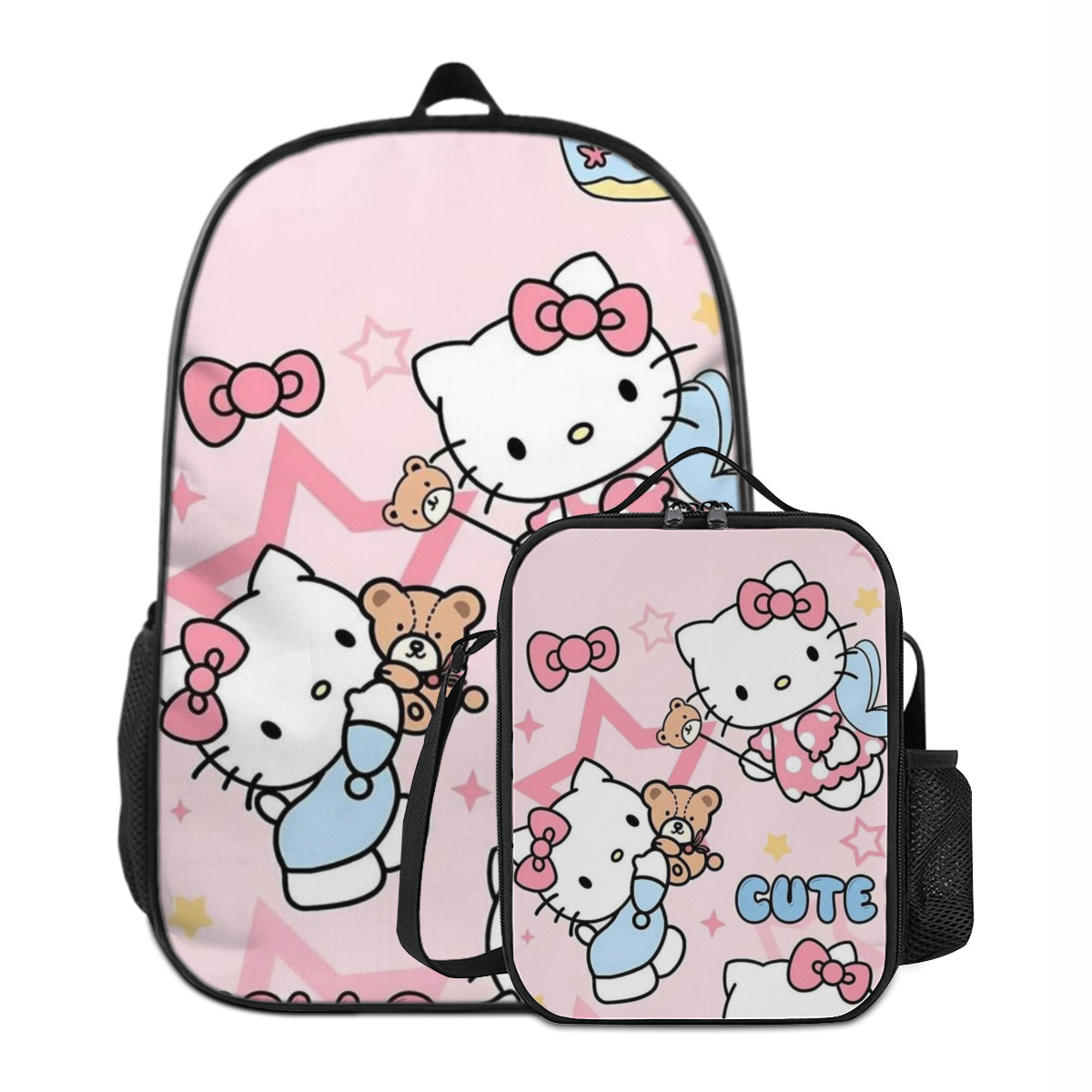 Kawaii Backpack Lunch Box Set School Bag Set cartoon backpack hand ...