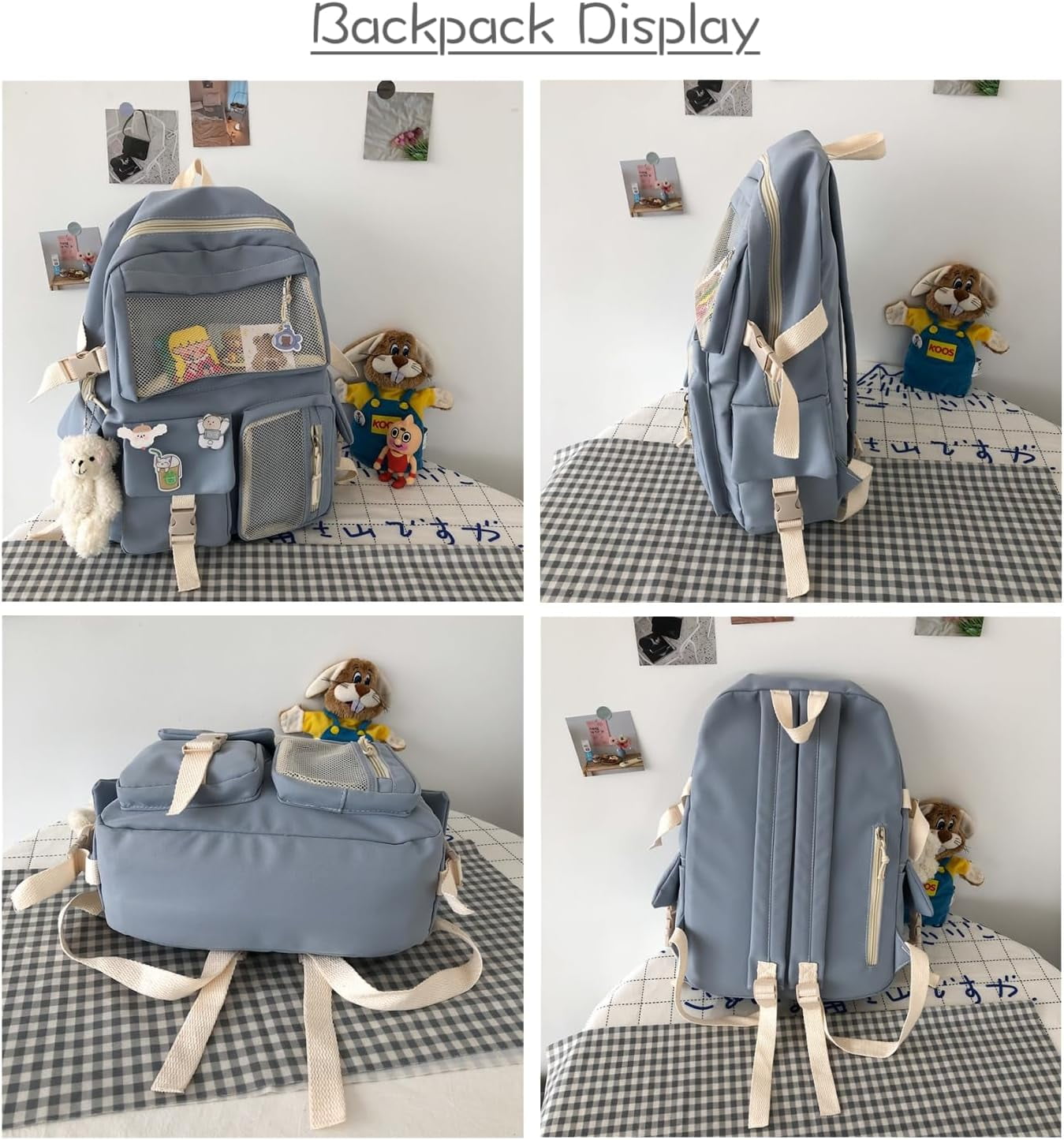 Kawaii Backpack With Pins And Plushies Kawaii Accessories Backpack Cute ...