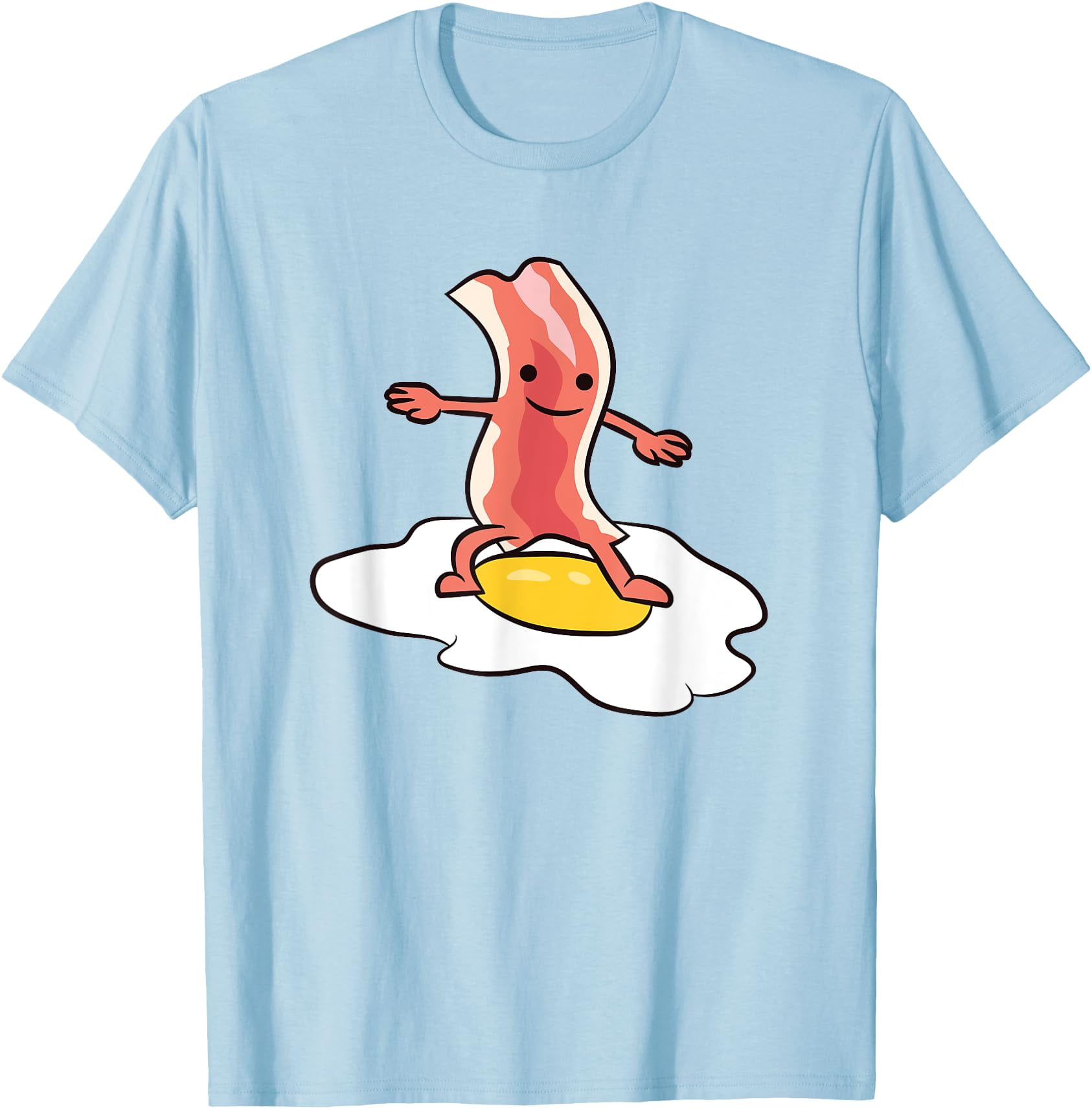 Kawaii Bacon Surfing On Fried Egg Breakfast Softstyle Unisex T-Shirt ...