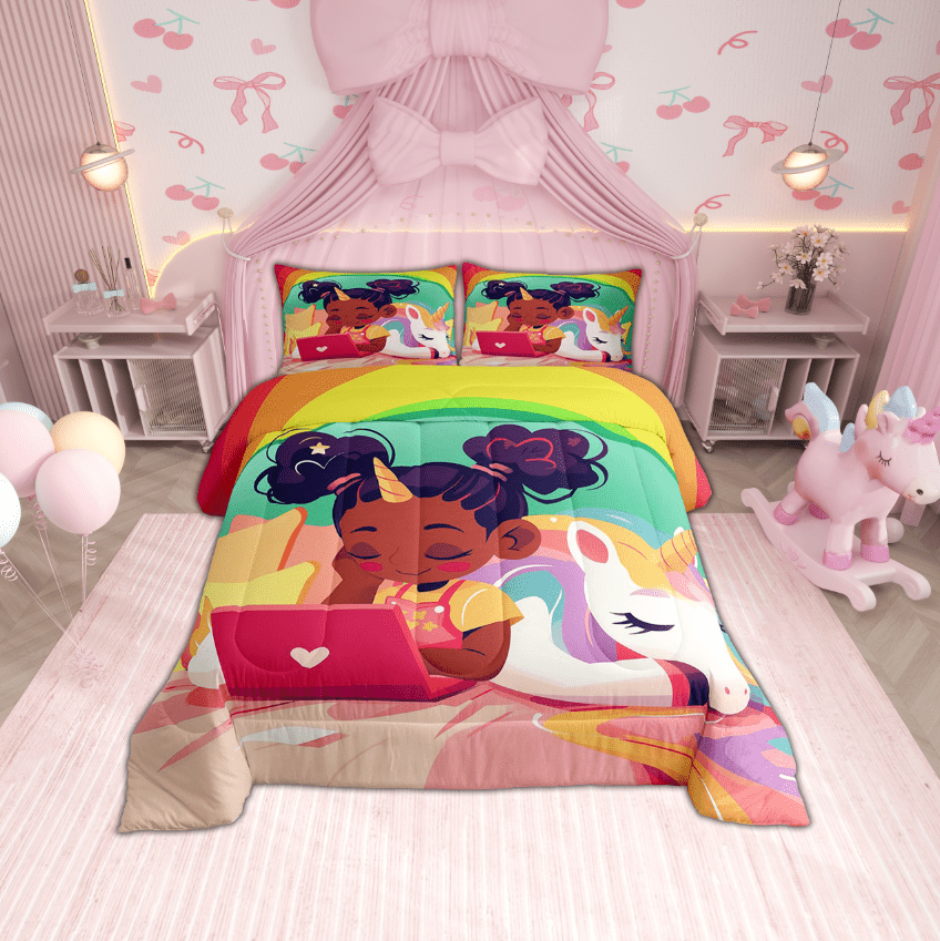 Kawaii Ballet Girl Comforter Set Twin Magical Black Girls Twin Bedding ...