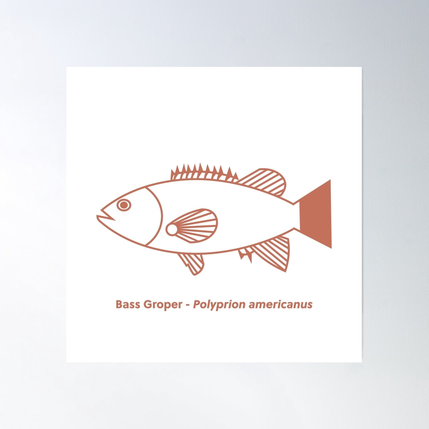 Kawaii Bass Groper Fish In Orange Clay And White Poster Wall Art ...