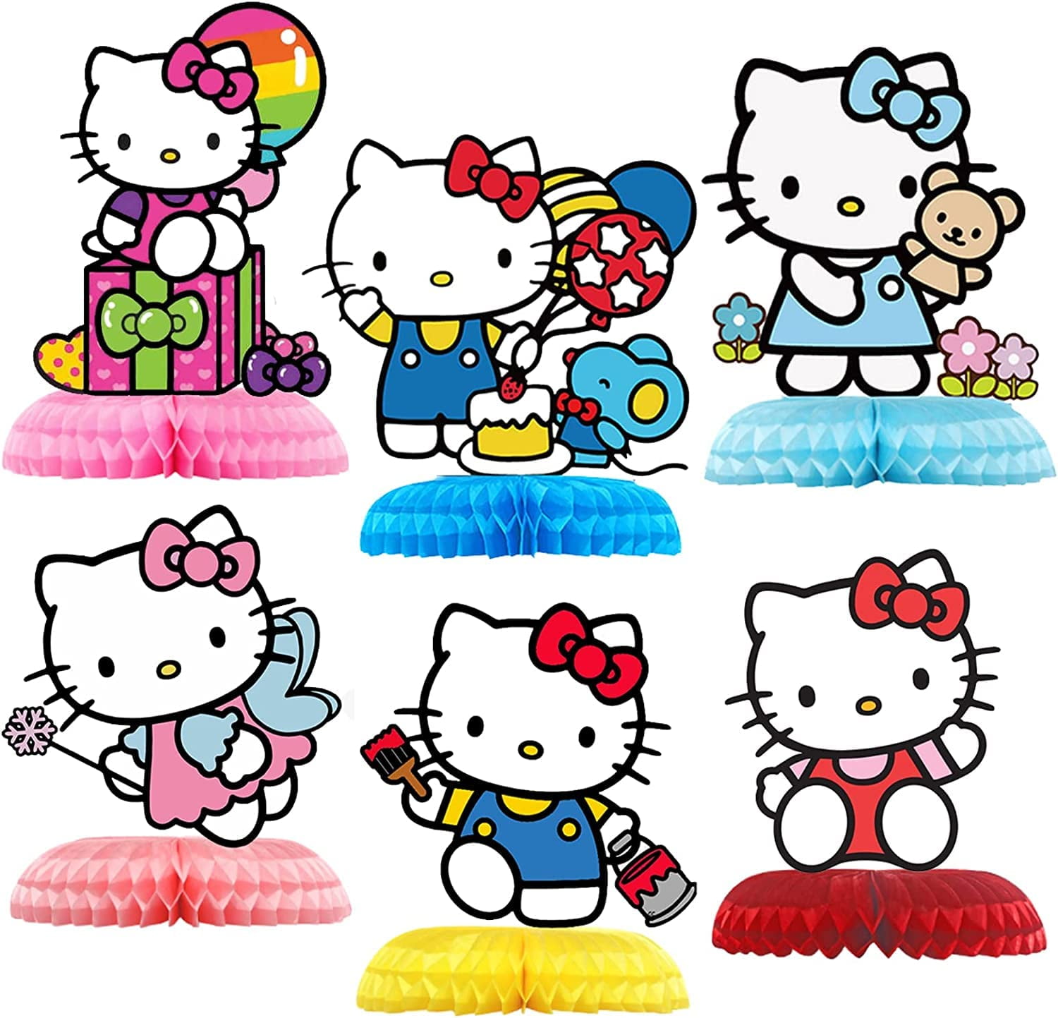 Kawaii Birthday Party Decorations, 6Pcs Kitty Theme Party Table ...