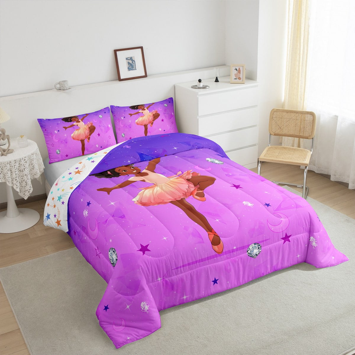 Kawaii Black Girls Bedding Set Twin American African Girl Twin ...