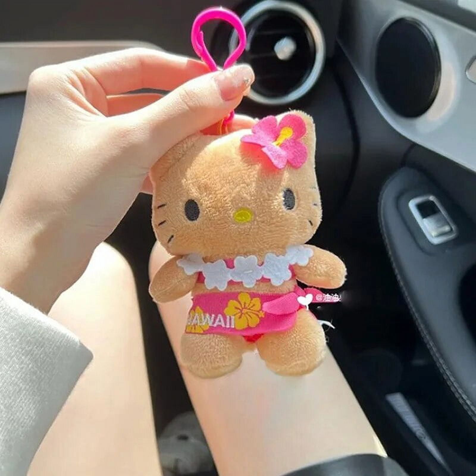 Kawaii Black Kittys Plush Keychain Cinnamoroll Hawaii Hellos Kittys ...