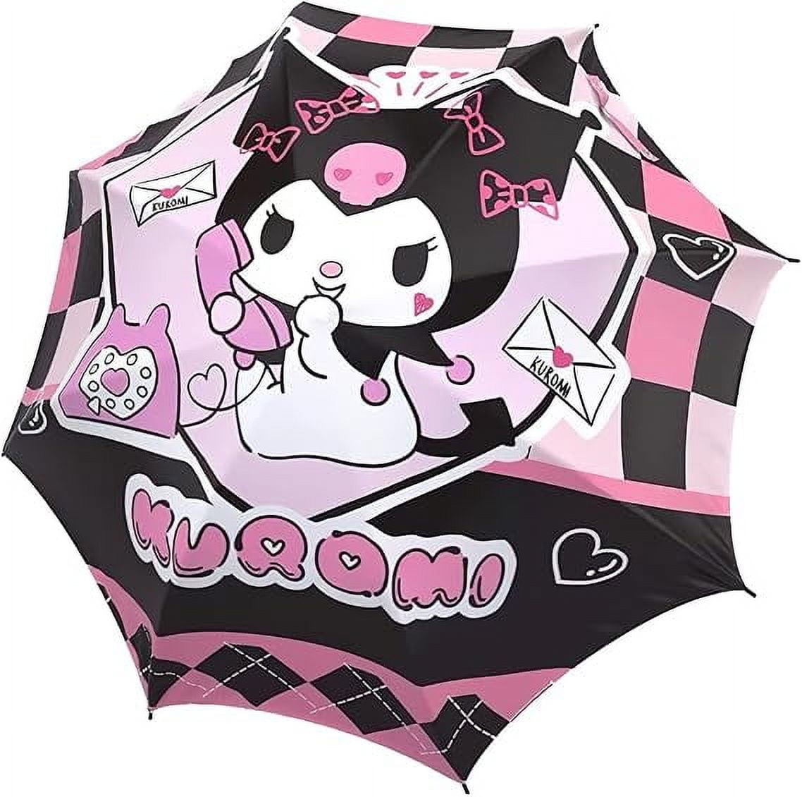 Kawaii Black Kuromi Automatic Open Close Umbrella Girls And Boys Cute ...