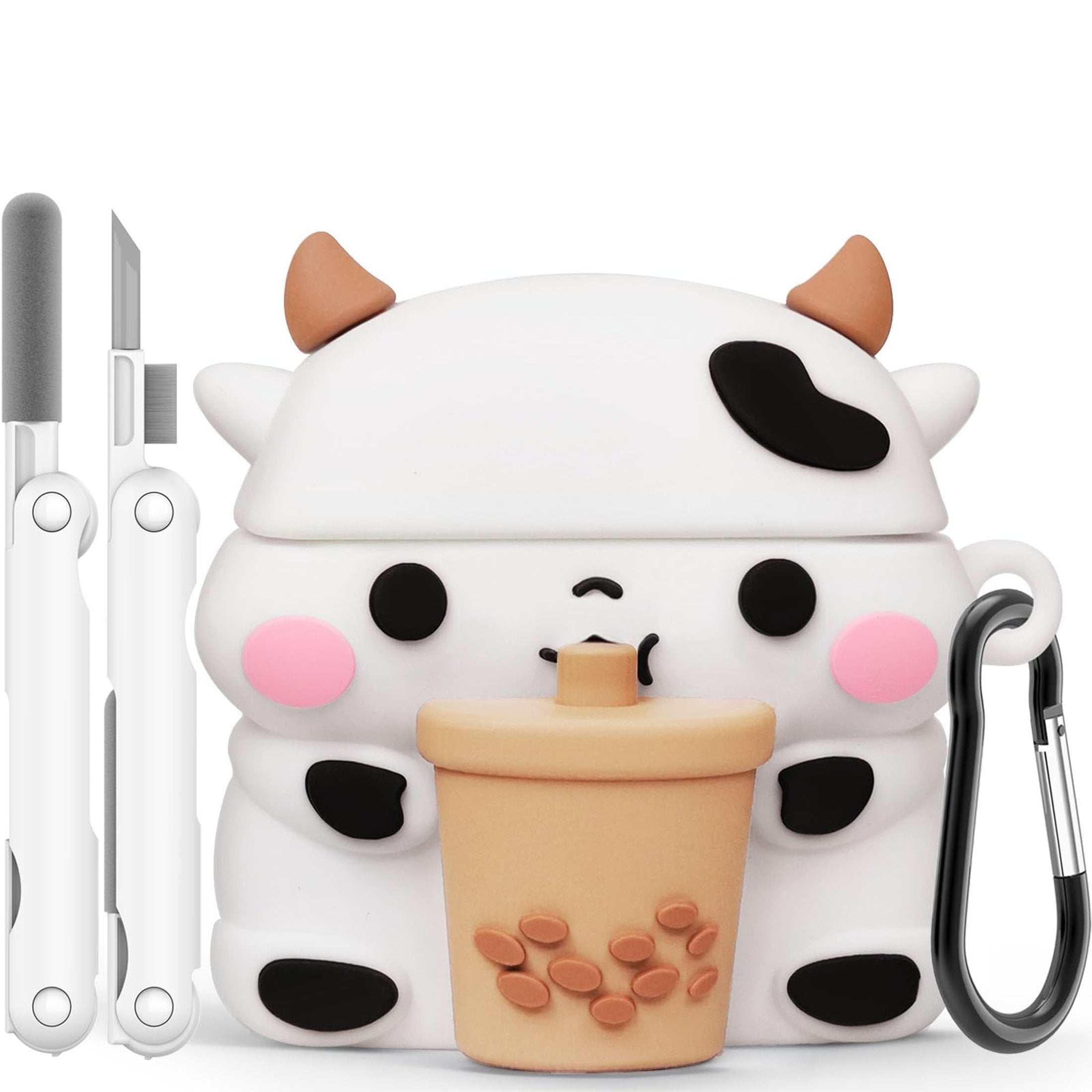 Kawaii Boba Cow AirPods 4 Case with Cleaner Kit and Keychain - Walmart.com