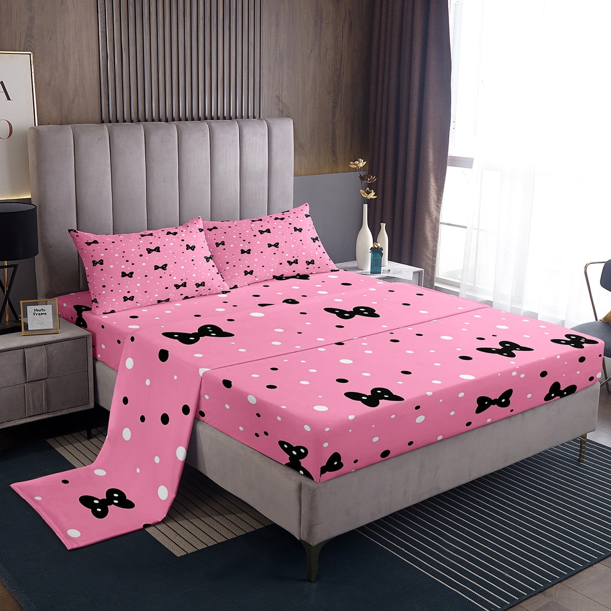 Kawaii Bow Knot Bed Sheets Set Queen Size,Women Cute Japanese Style ...