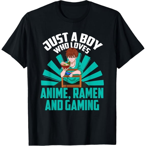 Kawaii Boys Japan Gamer Ramen Noodles Gaming Manga Anime T-Shirt ...