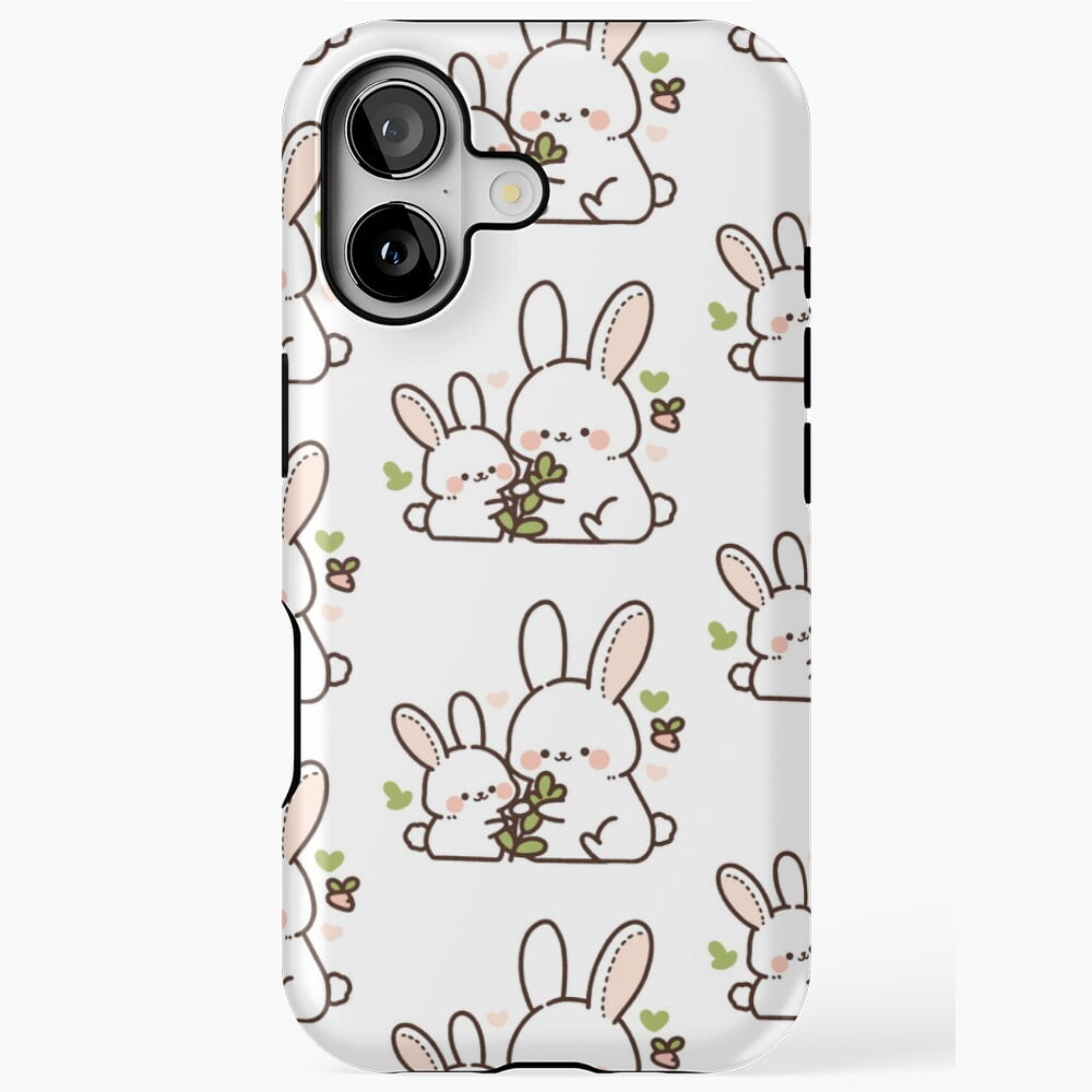 Kawaii Bunnies Cute Happy Art iPhone Case 17 through 11 Pro Max ...