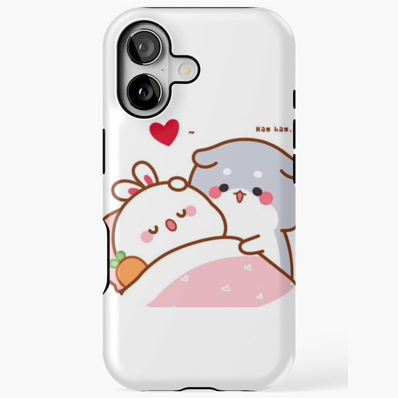 Kawaii Bunny Couple Cute Pair Art iPhone Case 17 16 15 14 13 12 11 Pro ...