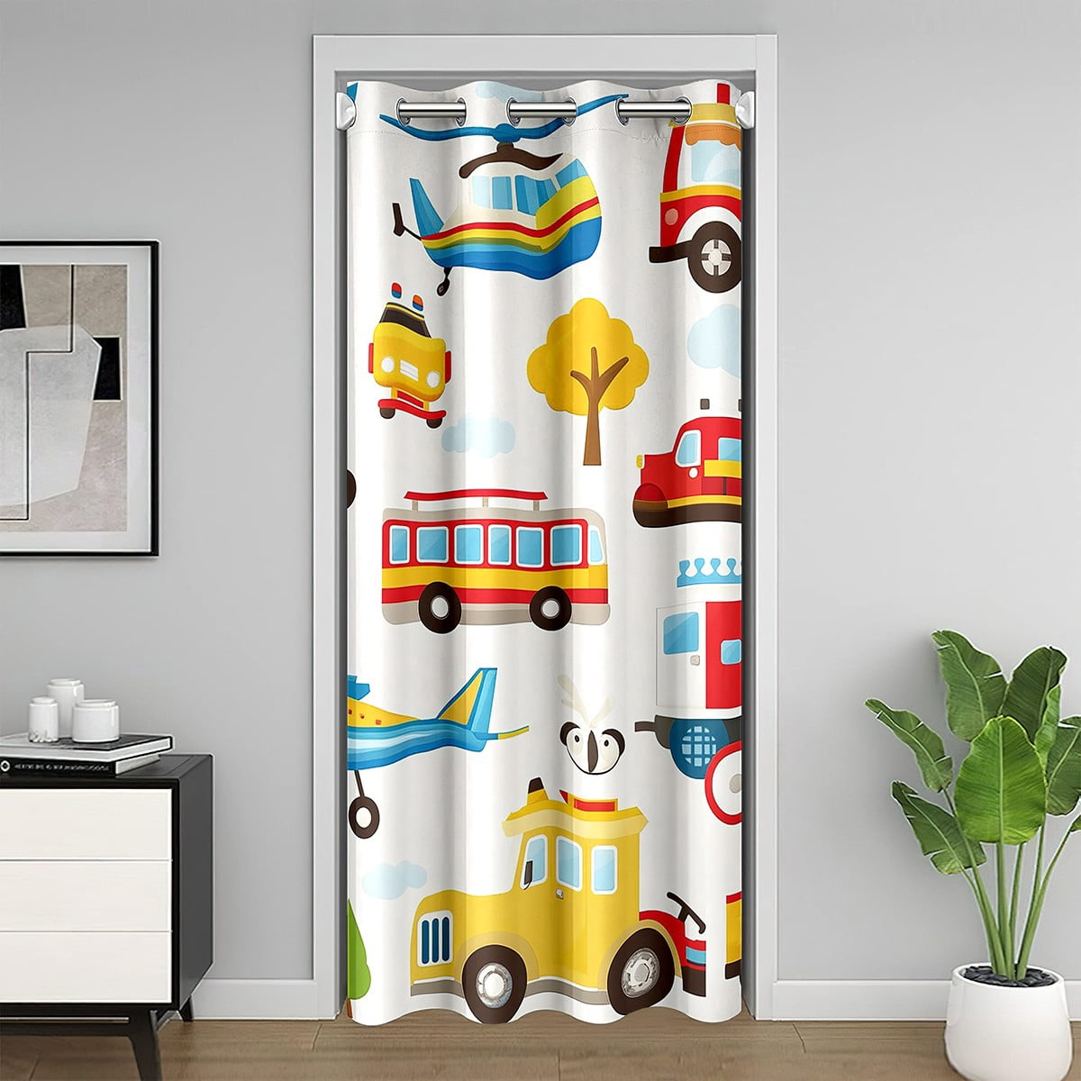 Kawaii Bus Door Curtain For Doorway Privacy 34"W x 80"L, Cute Airplane ...