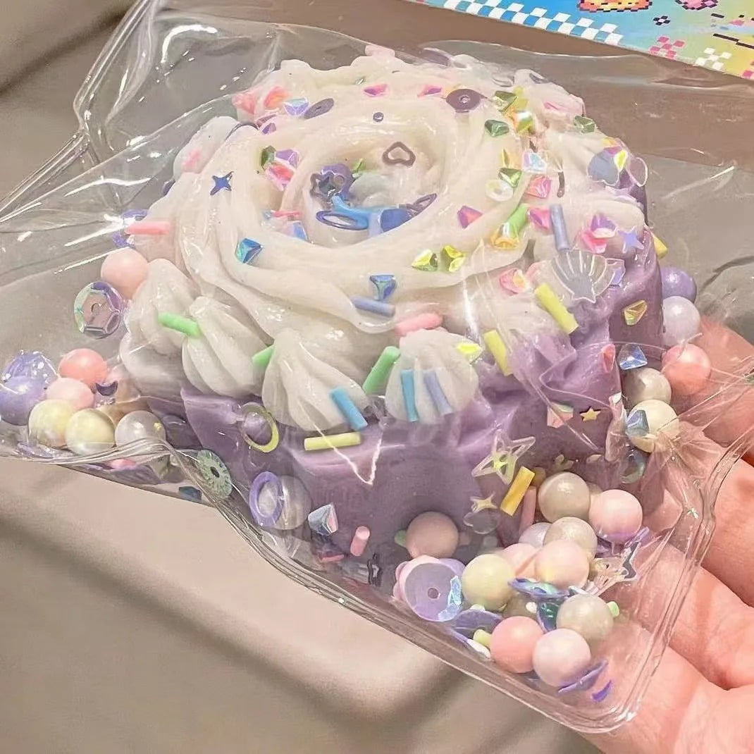 Kawaii Cake Slime Toy with Creamy Frosting and Sprinkles, Soft Scented ...