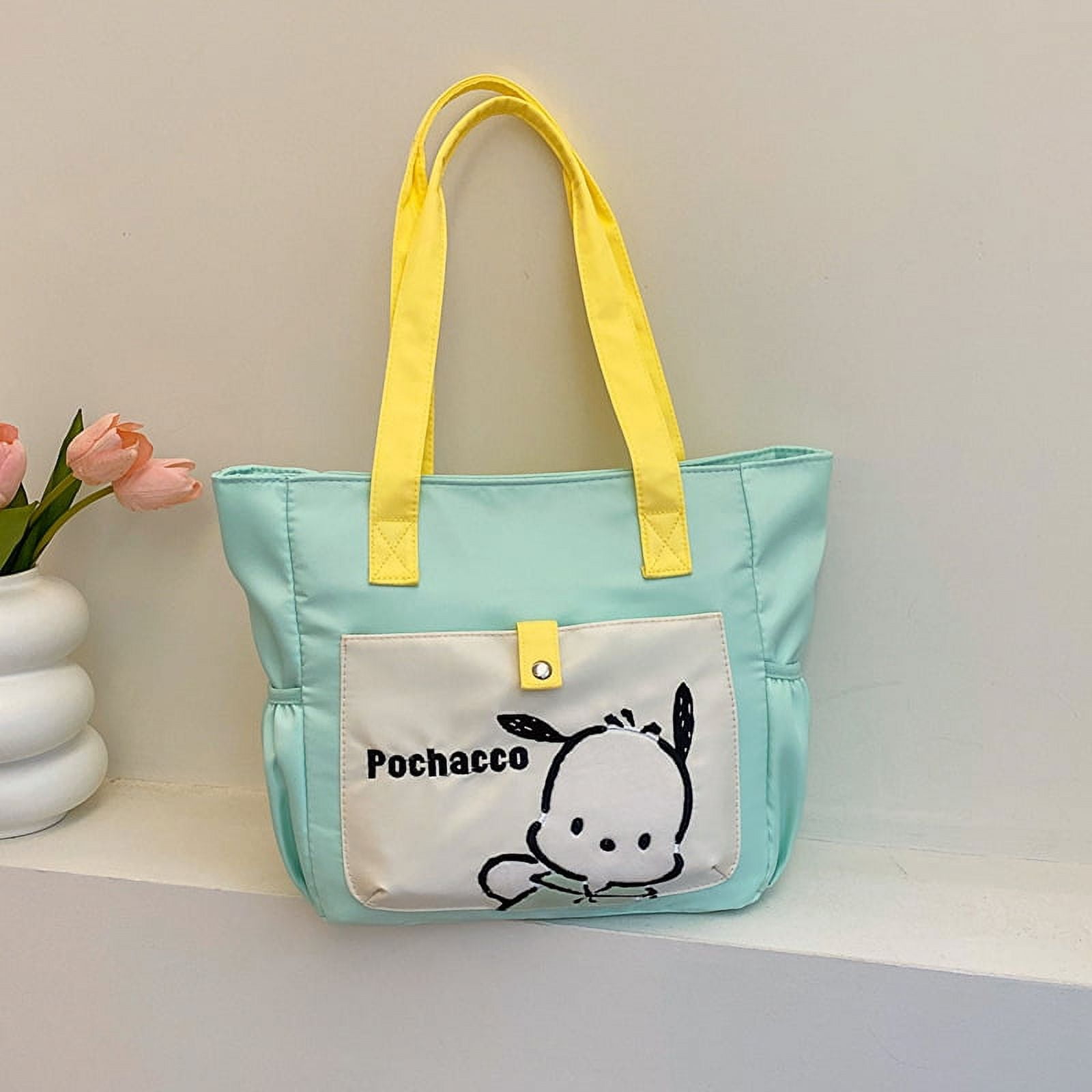 Kawaii Canvas Shoulder Bag For Women Cute Sanrio Kuromi Pachacco Handbag Large Capacity Tote Bag ...