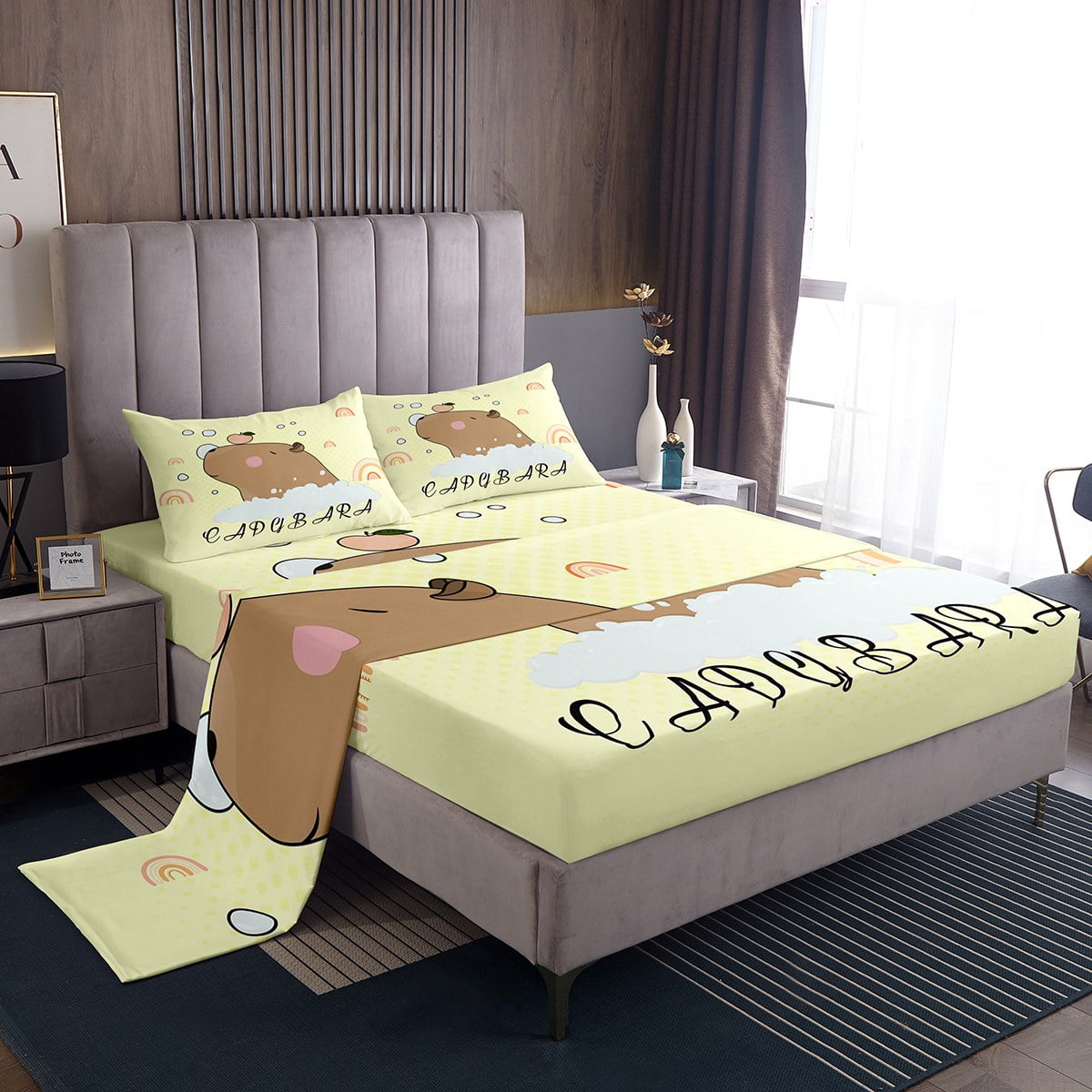 Kawaii Capybara Bed Sheets Set Gifts for Capybara Lovers,Funny ...