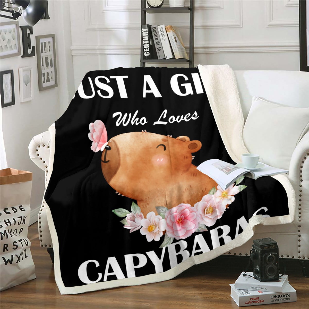 Kawaii Capybara Blanket Botanical Flowers Throw Blanket Gifts for ...