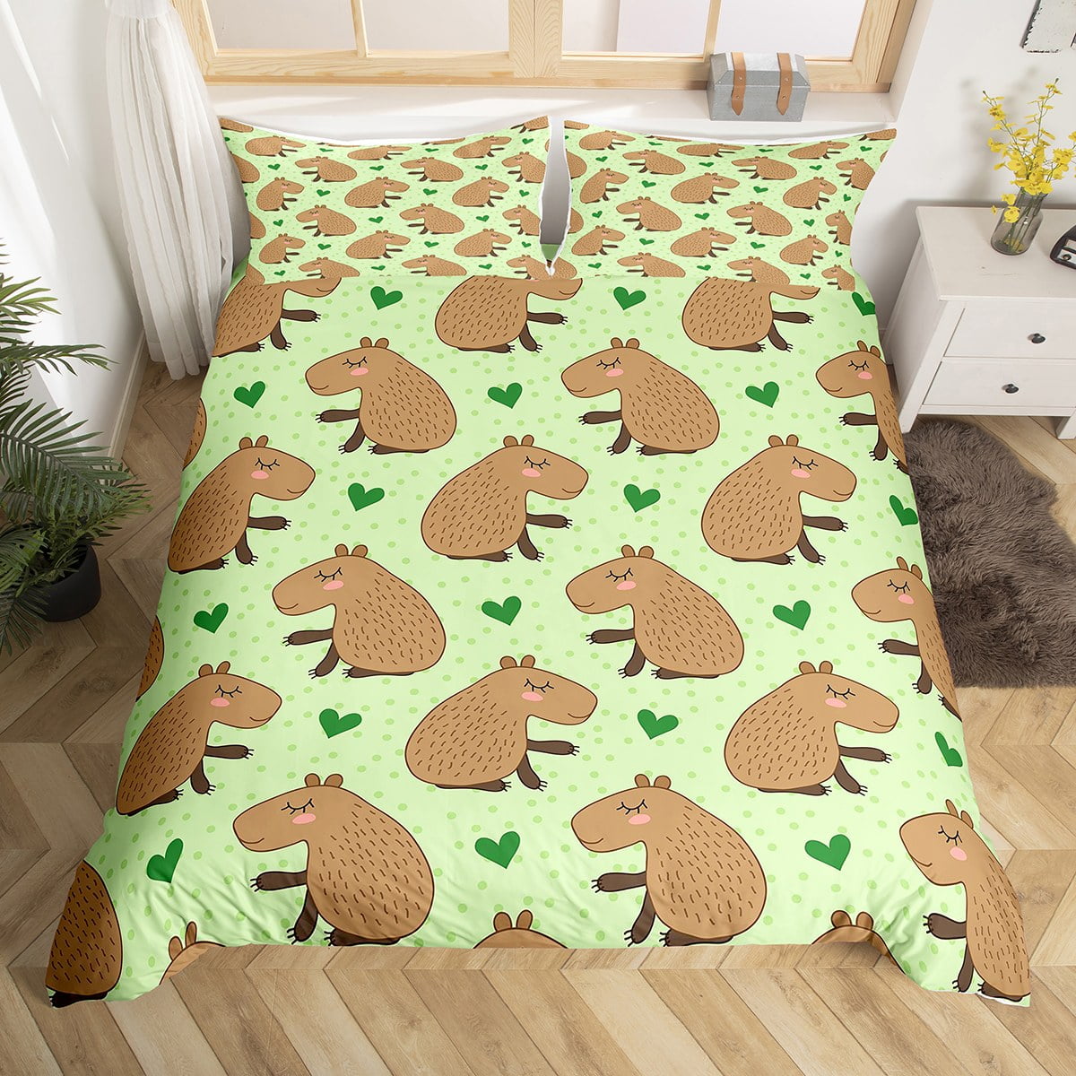 Kawaii Capybara Duvet Cover for Kids Capybara Lovers, Funny Capybara ...
