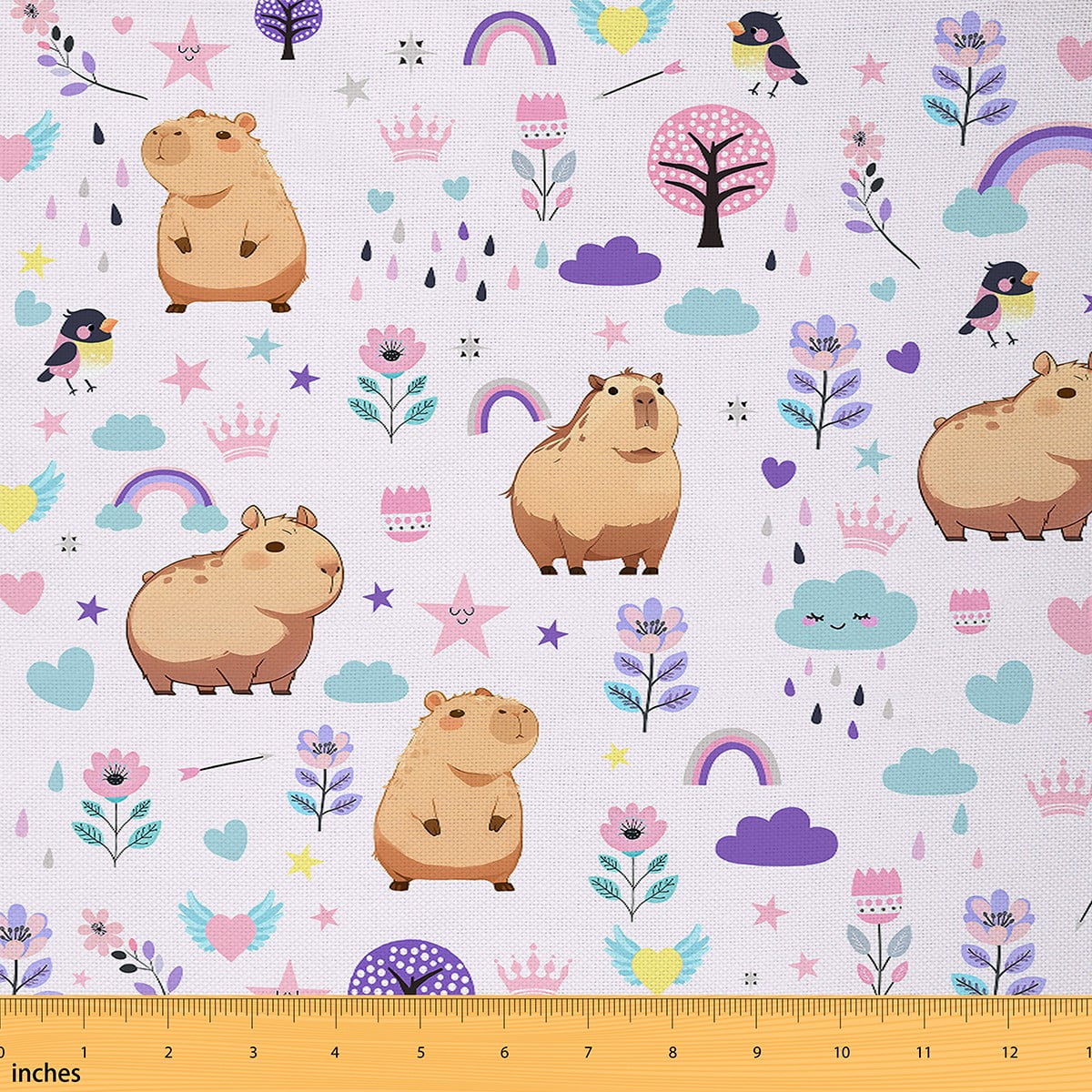 Kawaii Capybara Fabric by the Yard,Cartoon Cute Capybara Upholstery ...