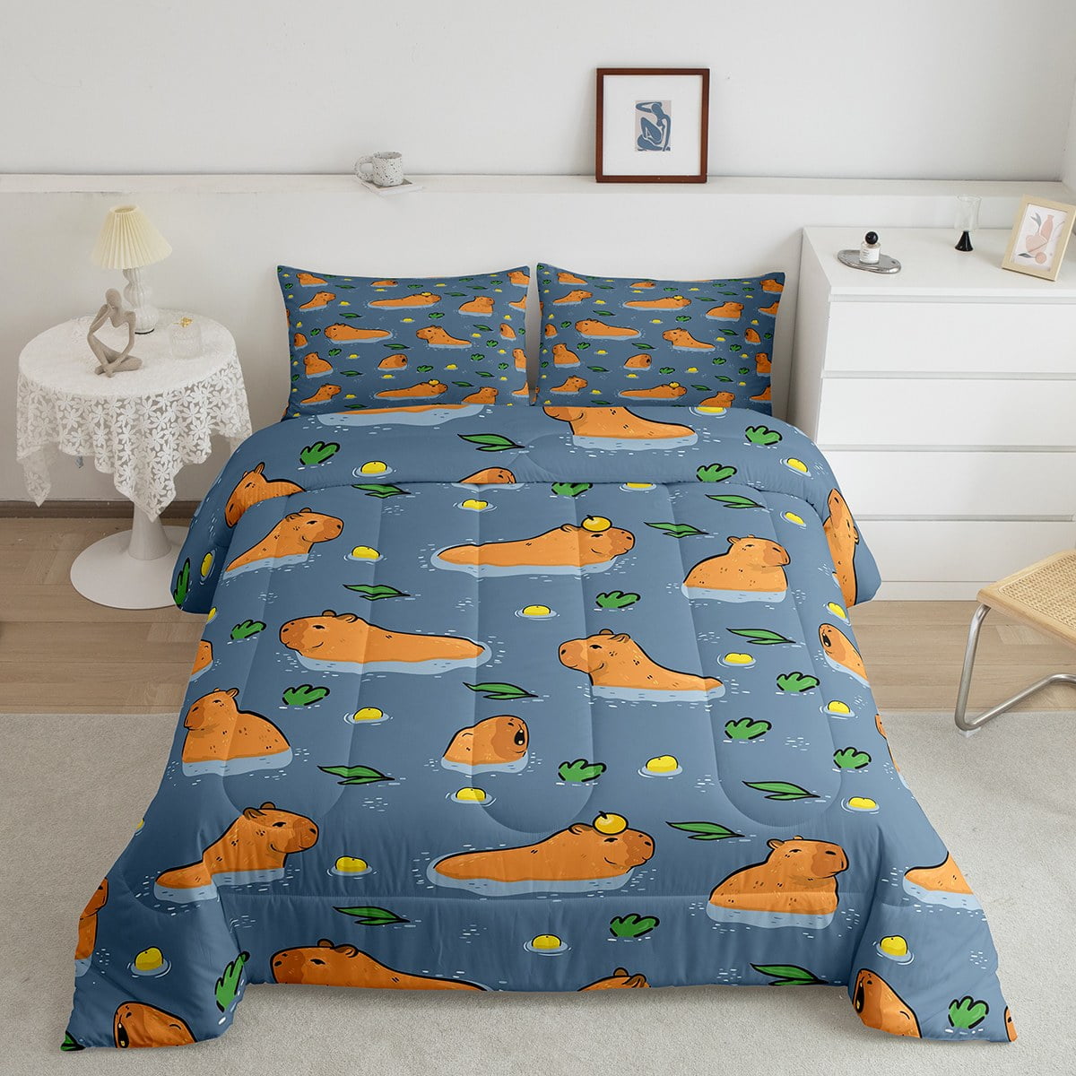 Kawaii Capybara Queen Size Comforter Set Capybara Bedding Gifts for ...