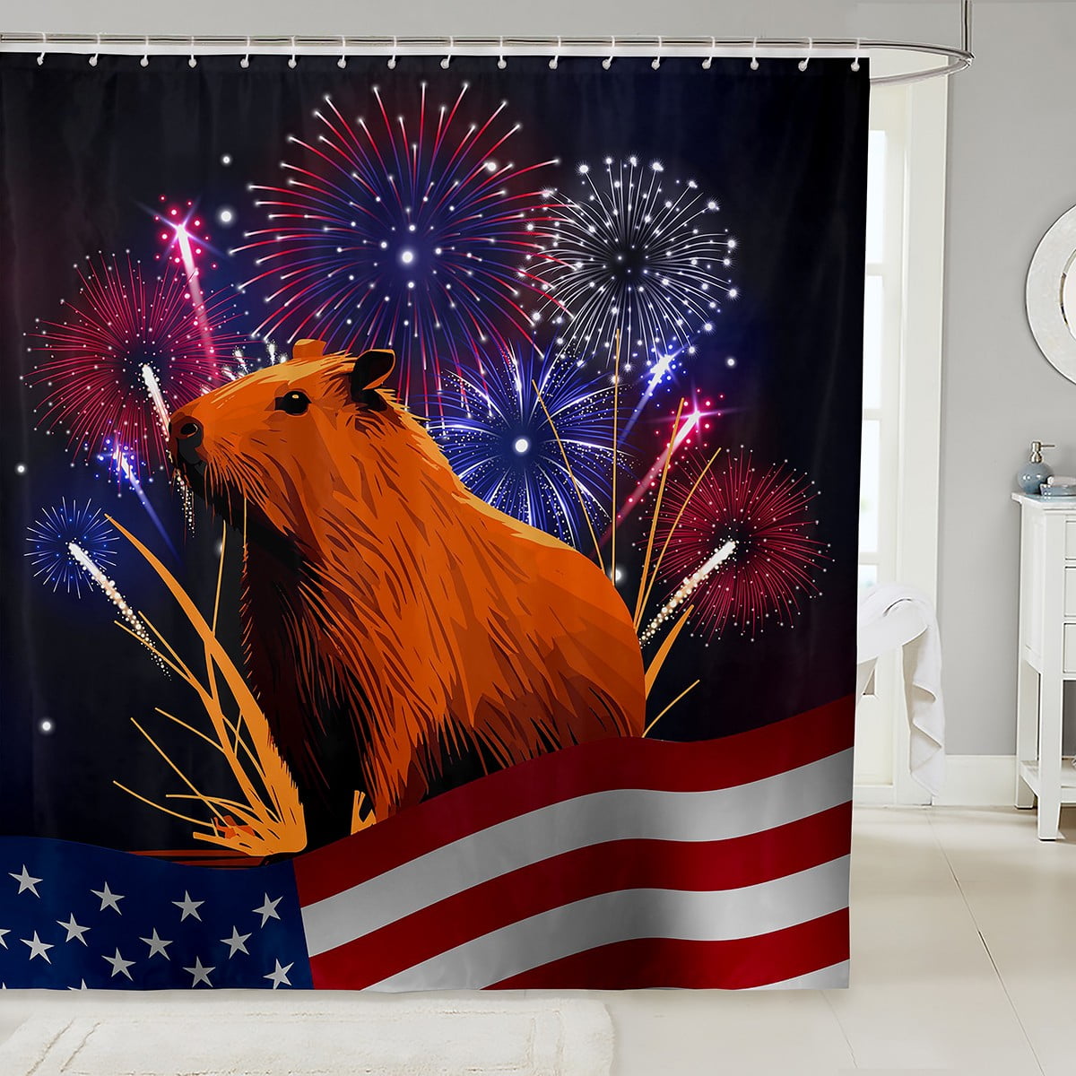Kawaii Capybara Shower Curtain Cute Wild Rodent Animals Curtains Gifts ...
