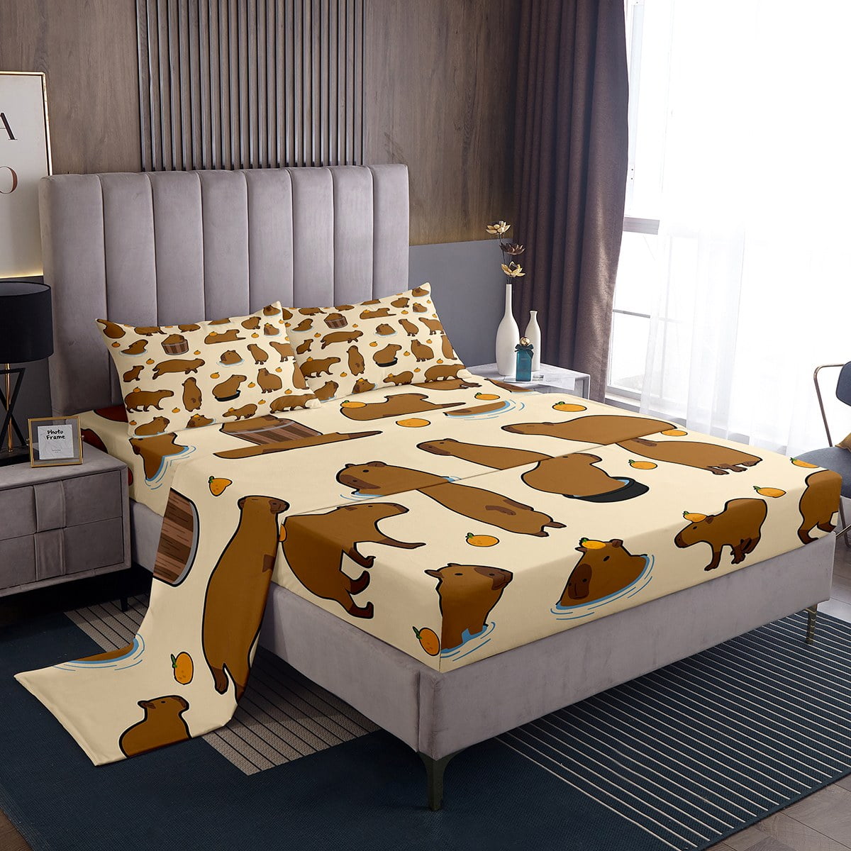 Kawaii Capybaras Bed Sheets Set Gifts for Capybara Lovers,Cute ...