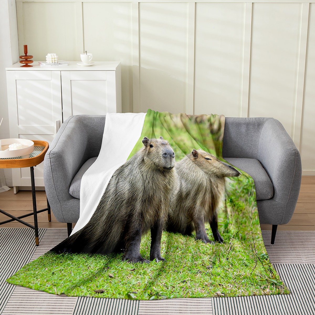 Kawaii Capybaras Blanket for Bed Sofa Home Dorm,Cute Relaxing Capybara ...