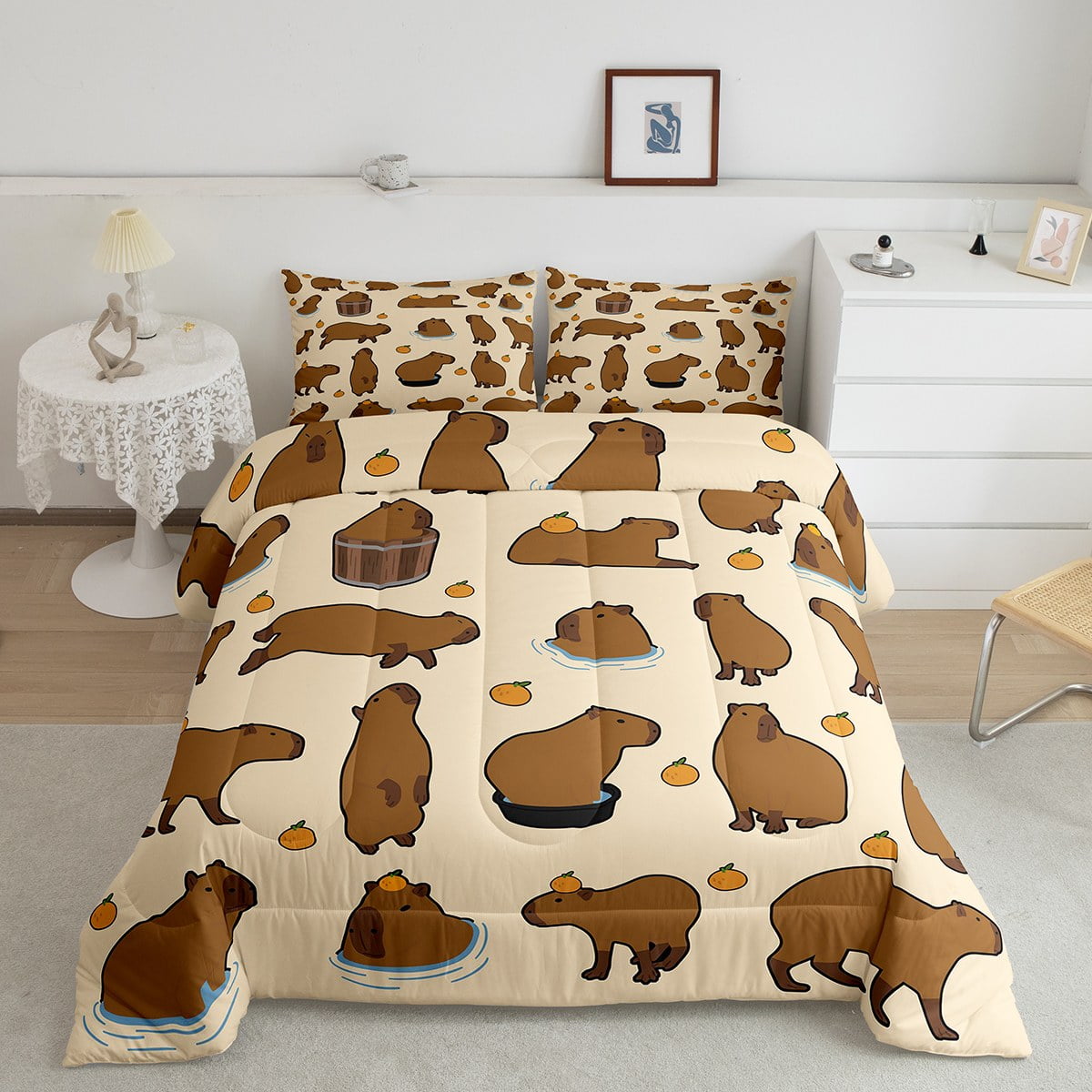 Kawaii Capybaras Comforter Set Gifts for Capybara Lovers,Cute Capybaras ...
