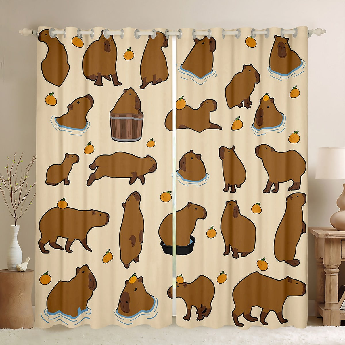 Kawaii Capybaras Curtains Gifts for Capybara Lovers,Cute Capybaras ...