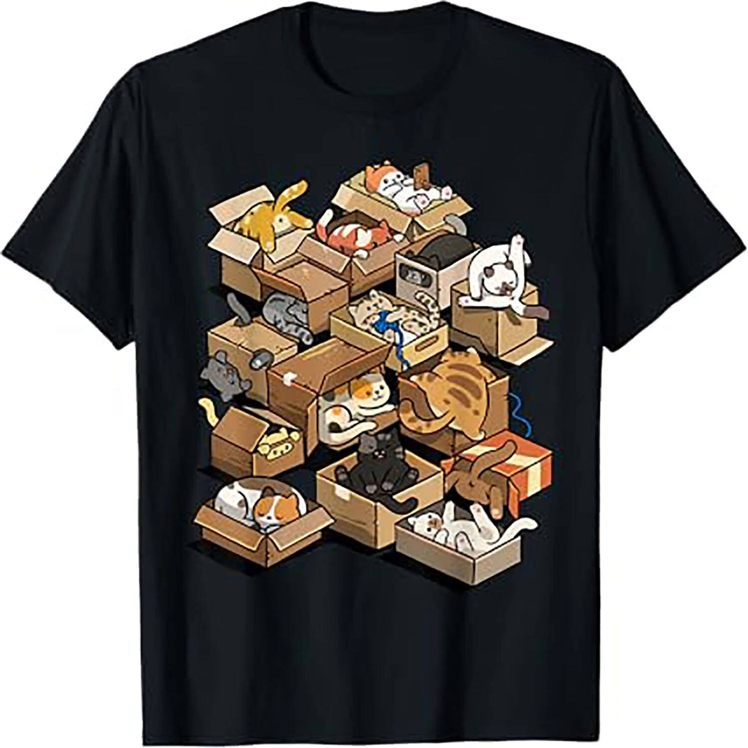 Kawaii Cardboard Cat Kitten Funny Cat Meme Cat Lover Owner Classroom T-Shirt - Walmart.com